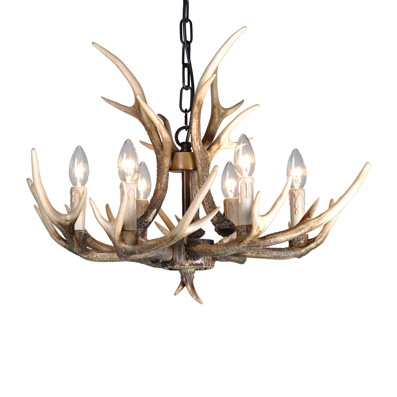 HUITICO Antler Chandelier Lighting 6 Light Antler Ceiling Light Fixture ...
