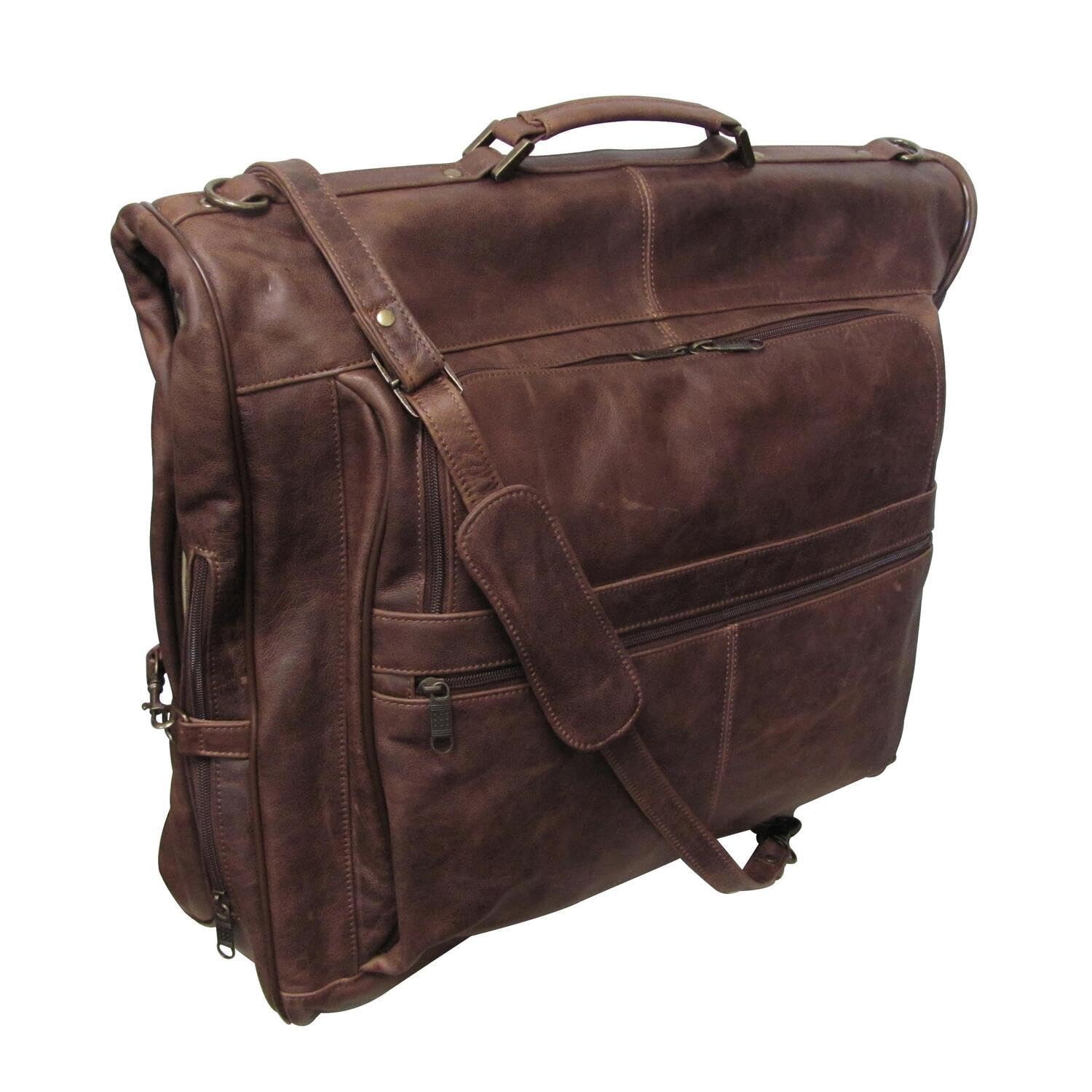 Amazon.com: HomeStock Eclectic Escape Leather Three-Suit Garment Bag ...