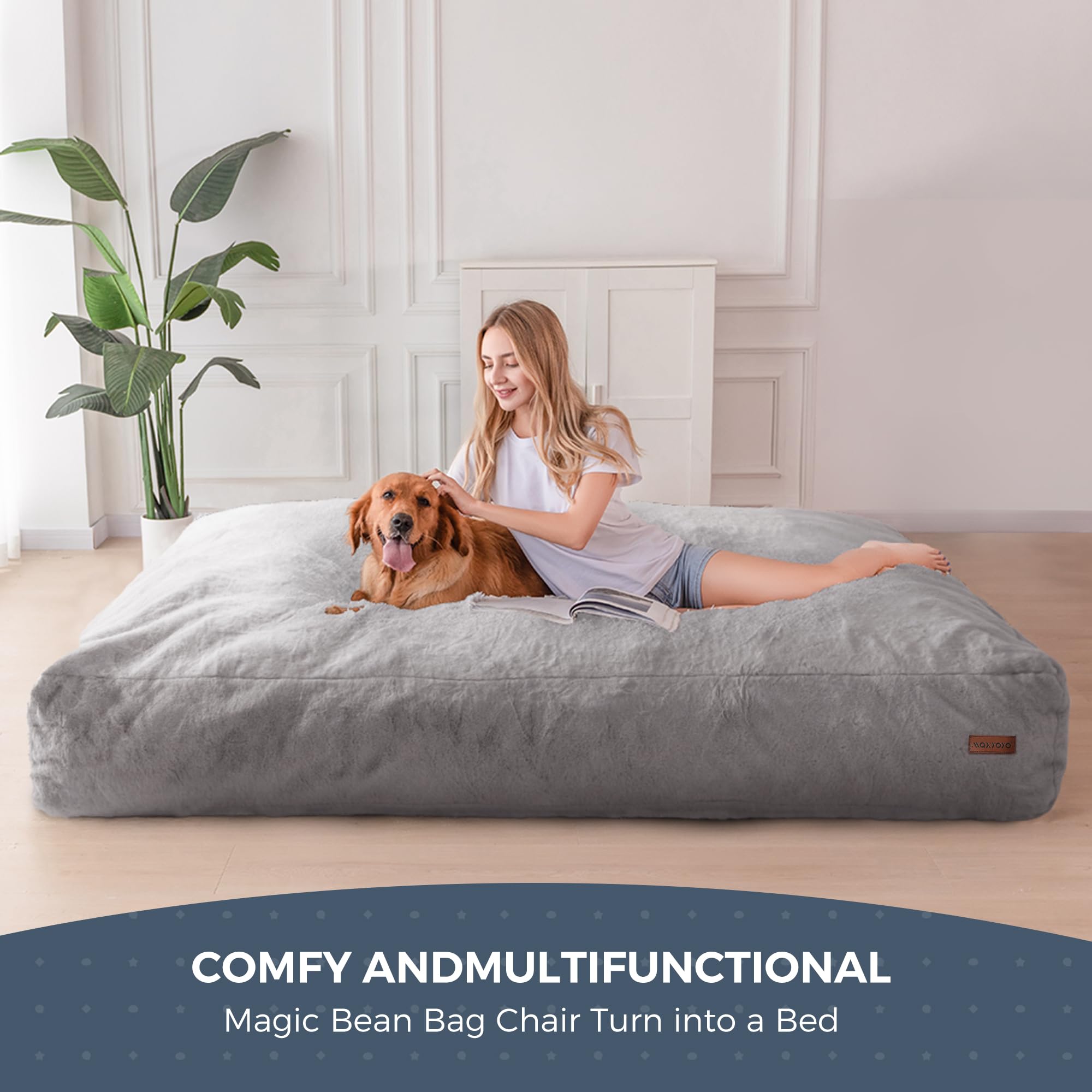 Snapklik.com : Giant Bean Bag Chair Bed For Adults, Convertible Beanbag ...