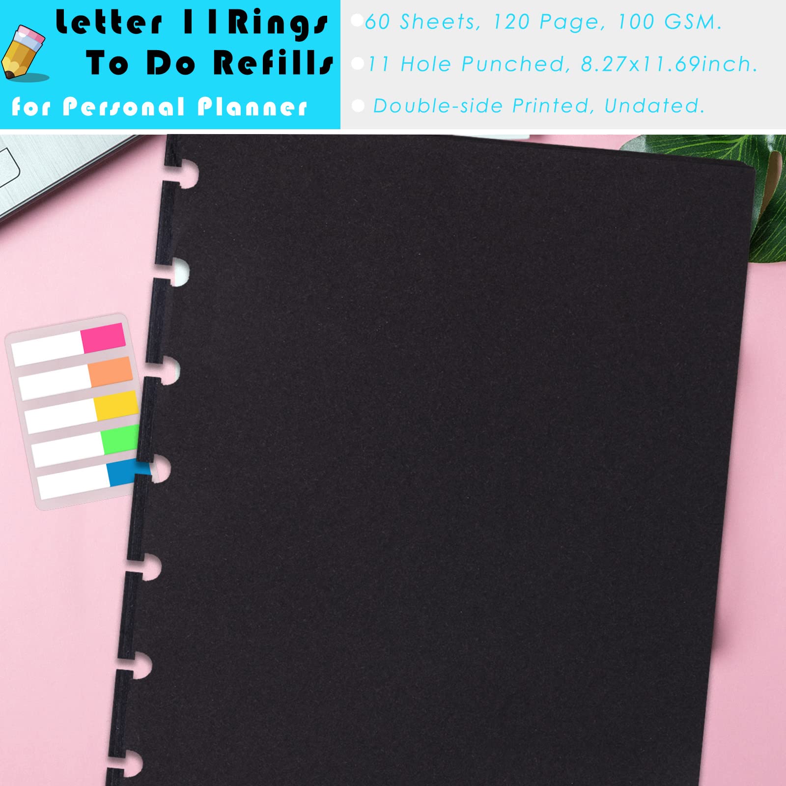 Snapklik.com : A4 Black Cardstock Refills, 60 Sheet/120 Page 11 Hole ...