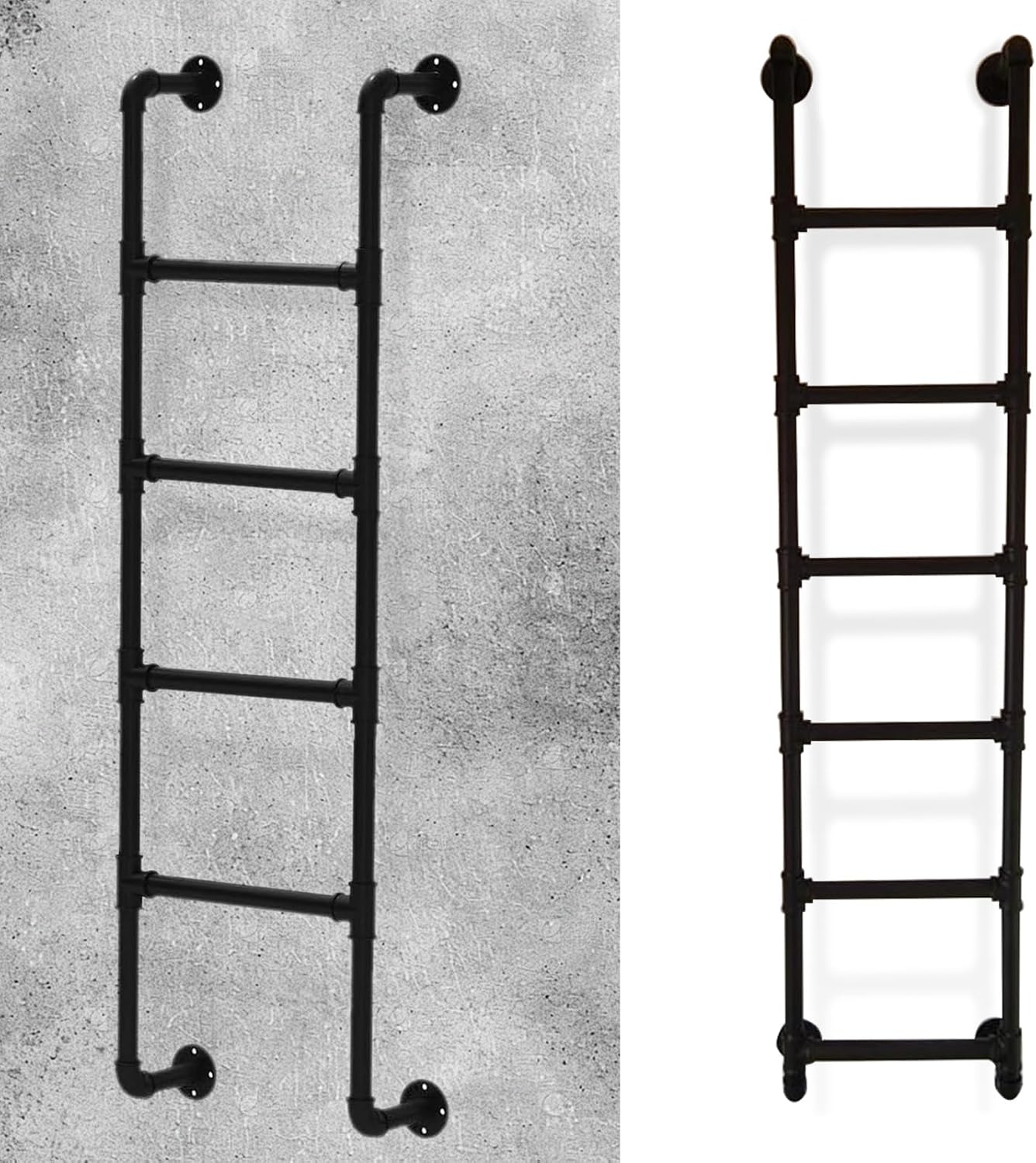 Black Metal Egress Basement Ladder - 3/4/5 Step Iron Ladder for Window ...