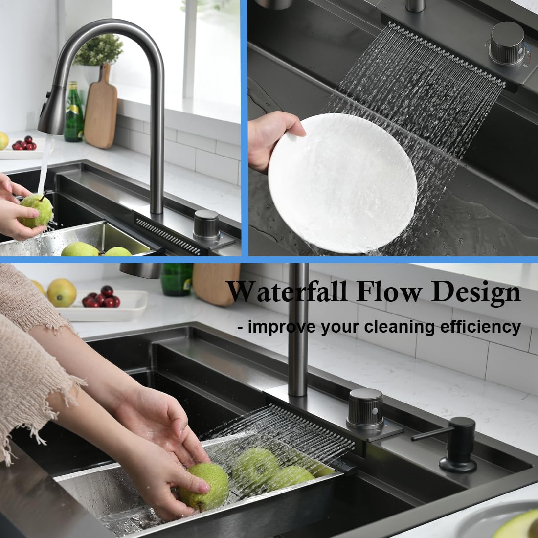 Snapklik.com : 33 Inch Farmhouse Kitchen Sink Splash Guard Waterfall ...