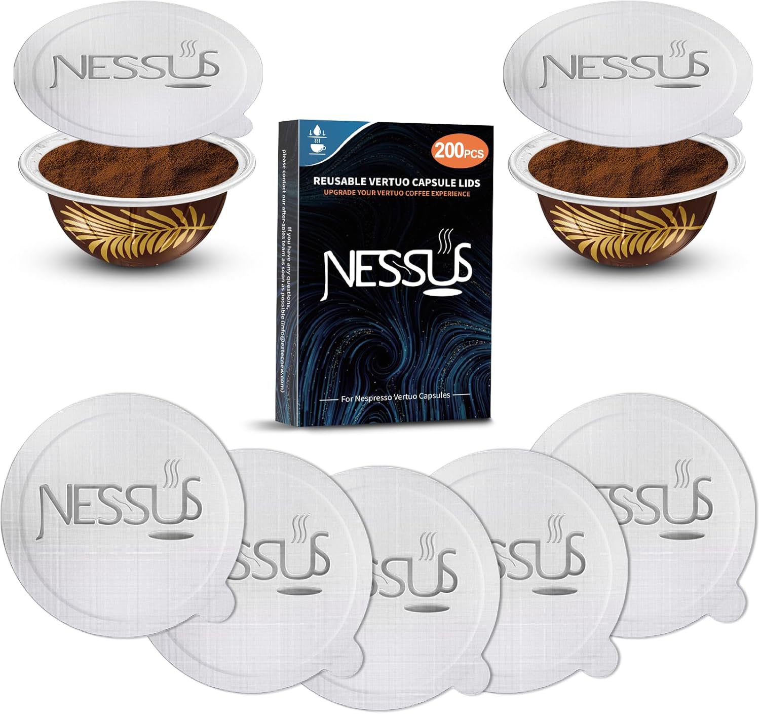 Nessus Foil Seals Lid for Reusable Nespresso Vertuo Pods, Refillable ...