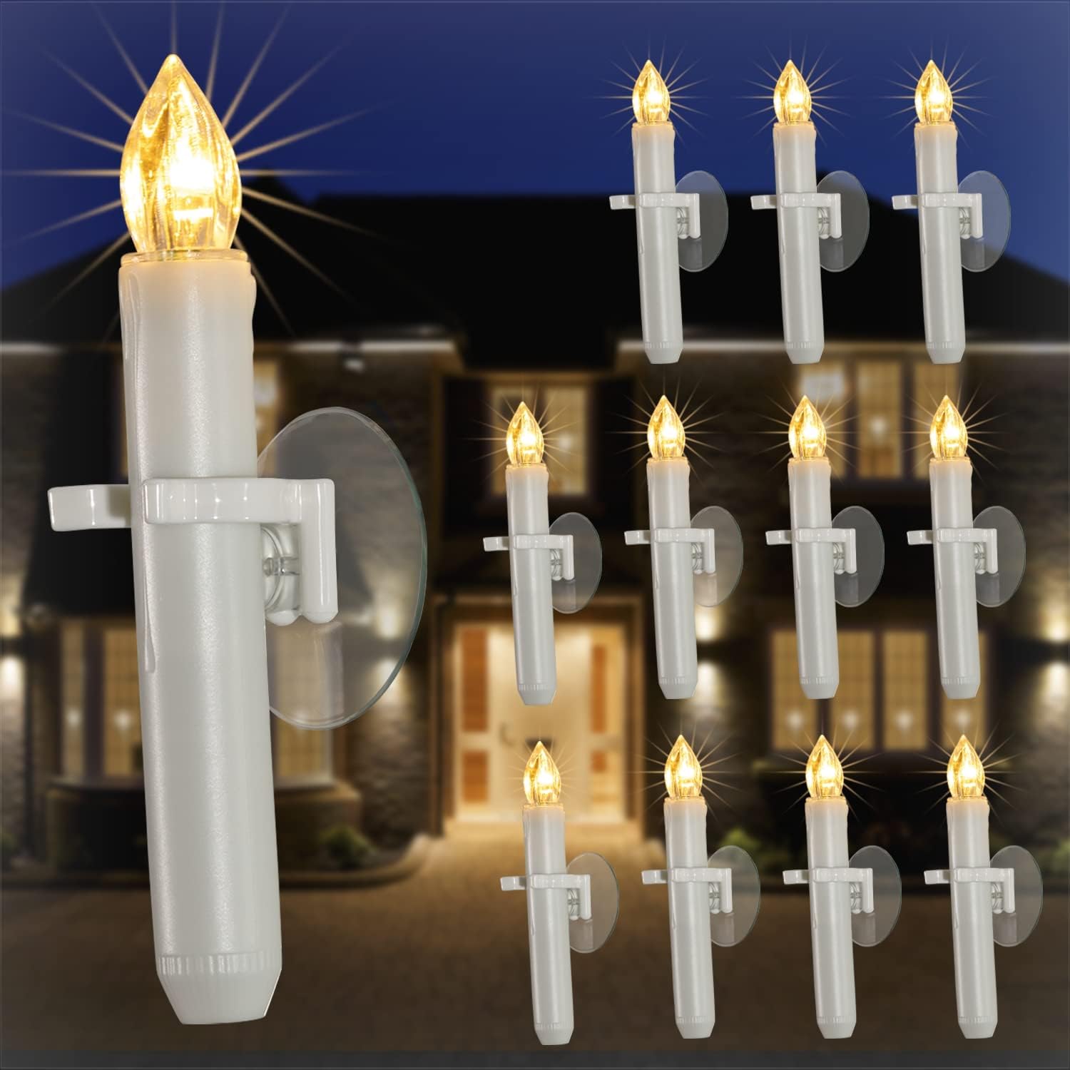 Amazon.com: Raycare 12 Pcs Christmas Window Candles with 6 Hour Timer ...