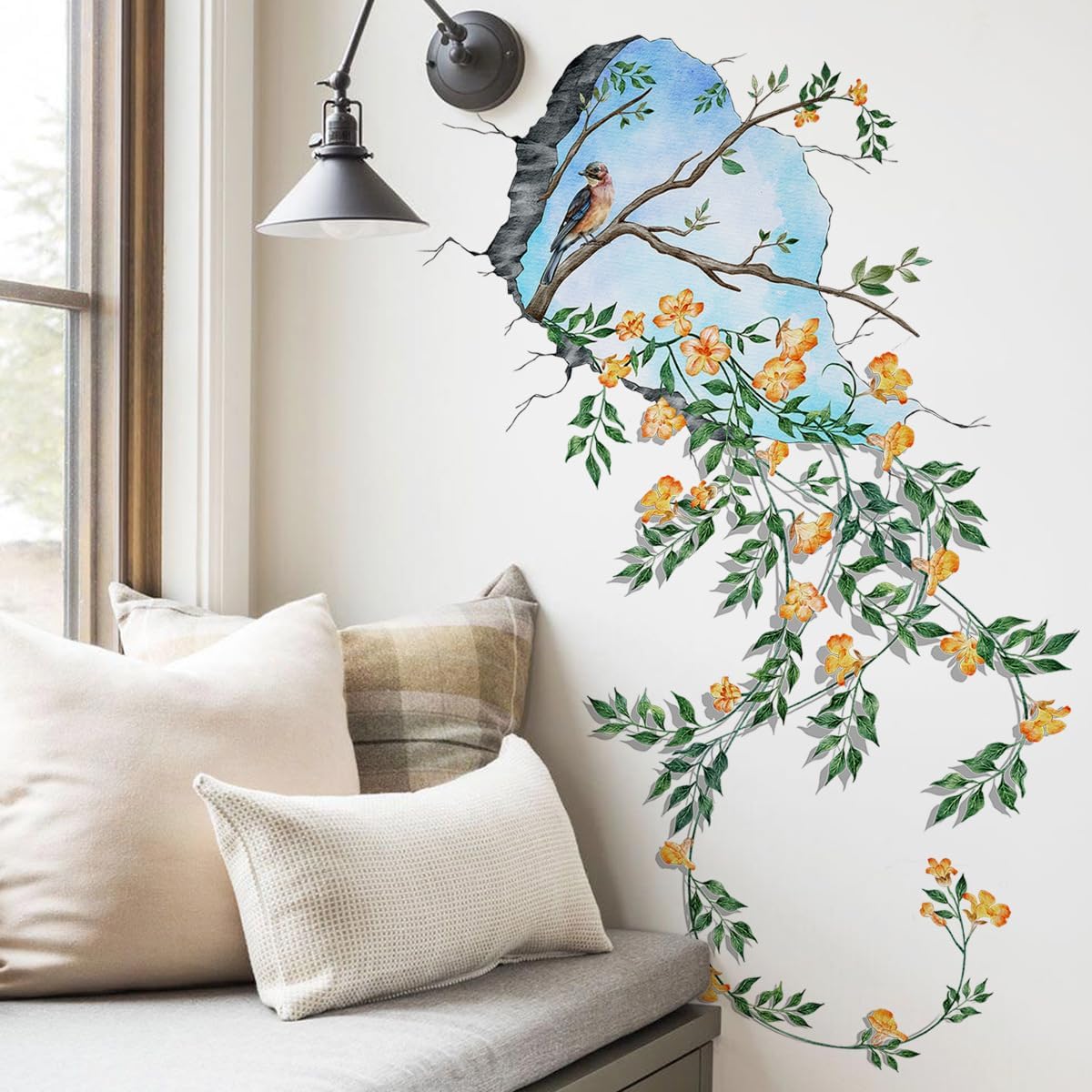 Amazon.com: DRWSSR 3D Broken Wall Stickers Hummingbird on The Tree ...