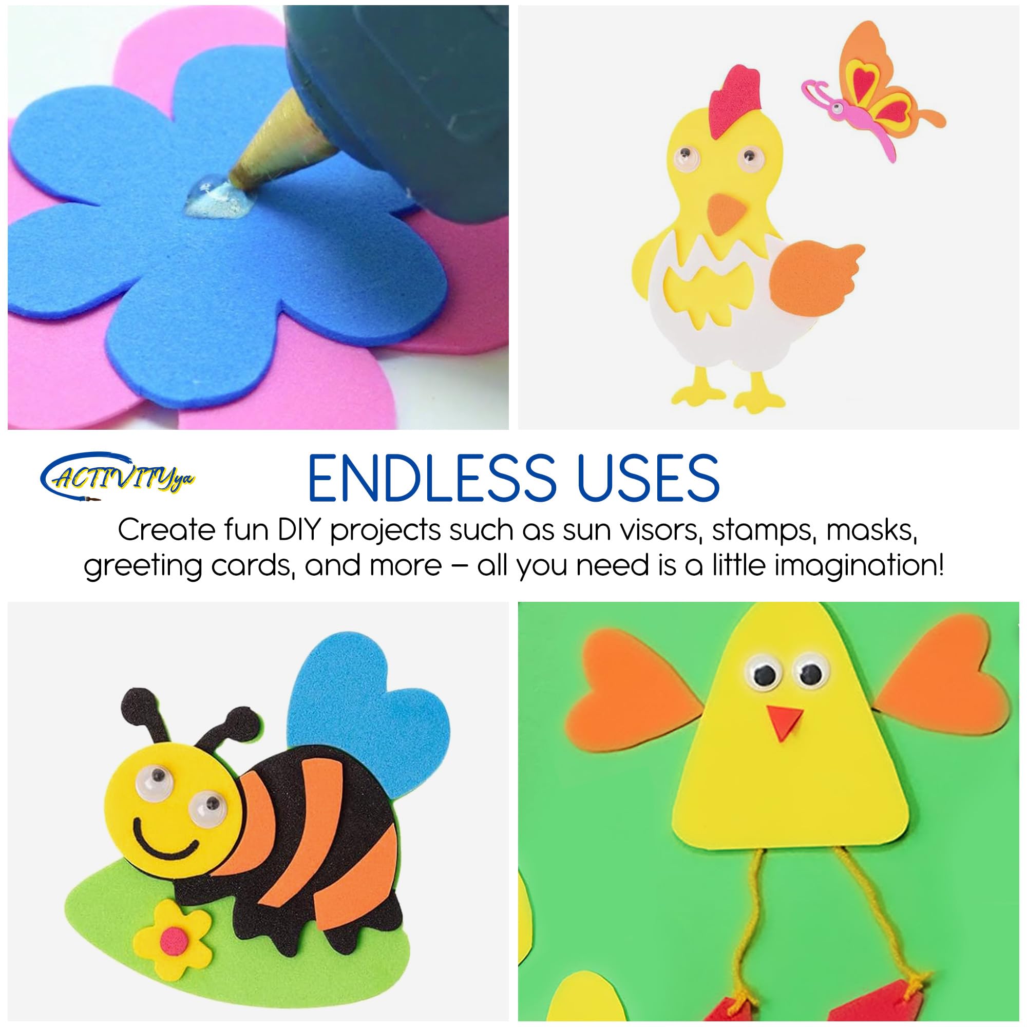 Snapklik.com : EVA Foam Sheets For Crafts, 8 Assorted Colors, 6 X 9 ...