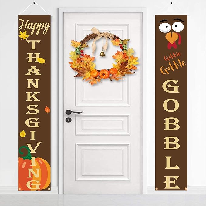 Amazon.com : DodelyGz Happy Thanksgiving Porch Sign Banners Welcome ...