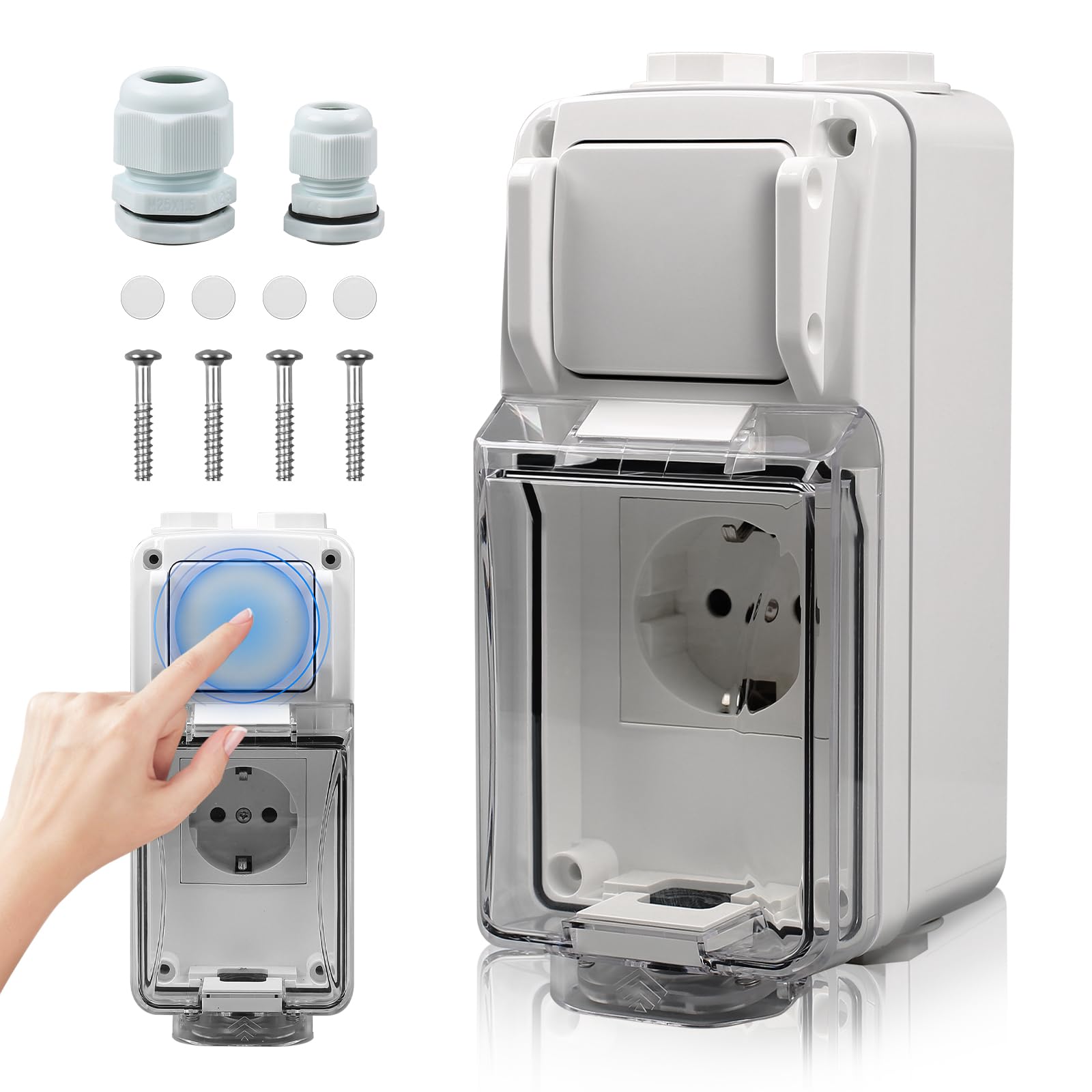 MaxEarn Aussensteckdose Steckdose mit Schalter, IP66 Wasserdichte ...