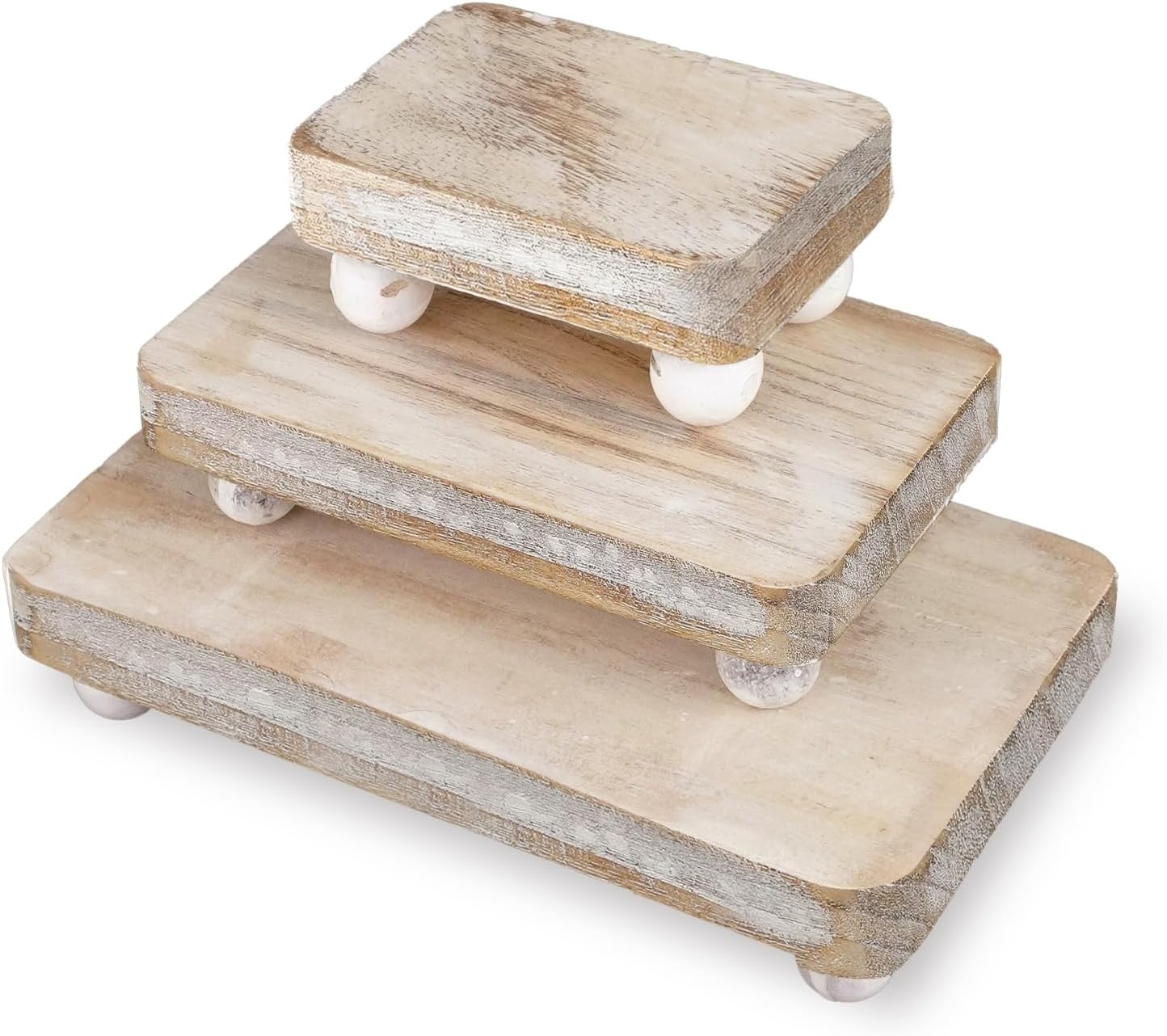 Amazon.com: patscorai 3 Pcs Wooden Risers White Farmhouse Vintage ...