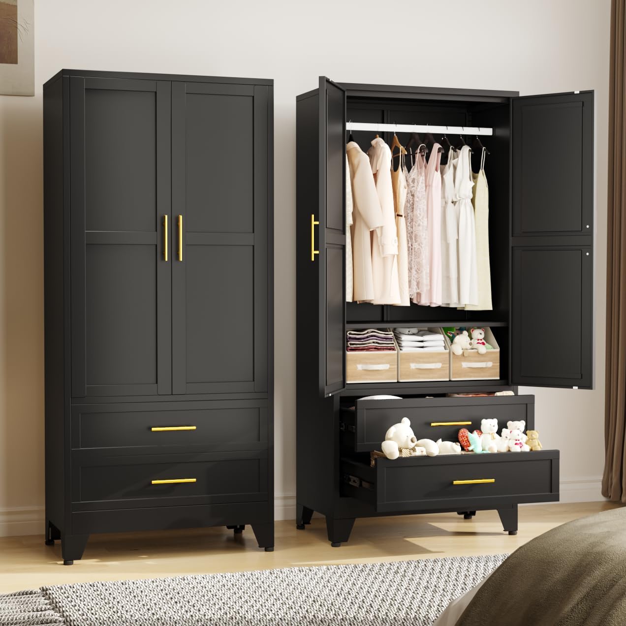 Amazon.com: erosoei Metal Armoire Wardrobe Closet, 71 "Metal Clothing ...