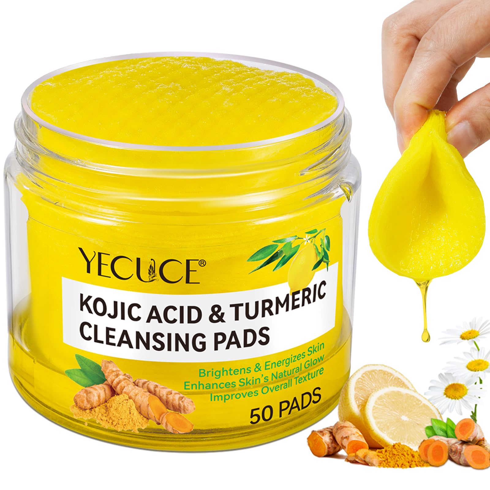 Amazon.com: Turmeric Kojic Acid Cleansing Pads 50 Counts, Turmeric ...