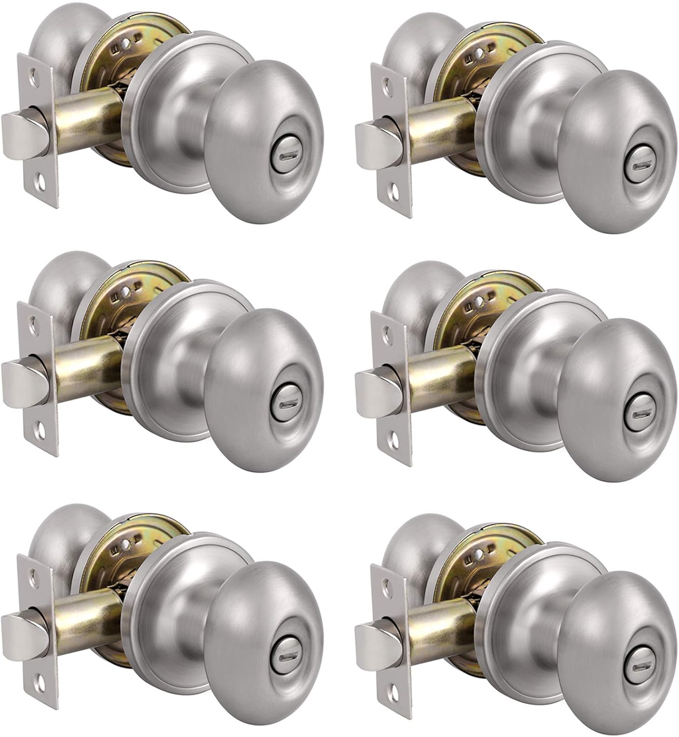 Amazon.com: Probrico Oval Privacy Bed/Bathroom Door Knobs Handles, Egg Style Keyless Locking ...