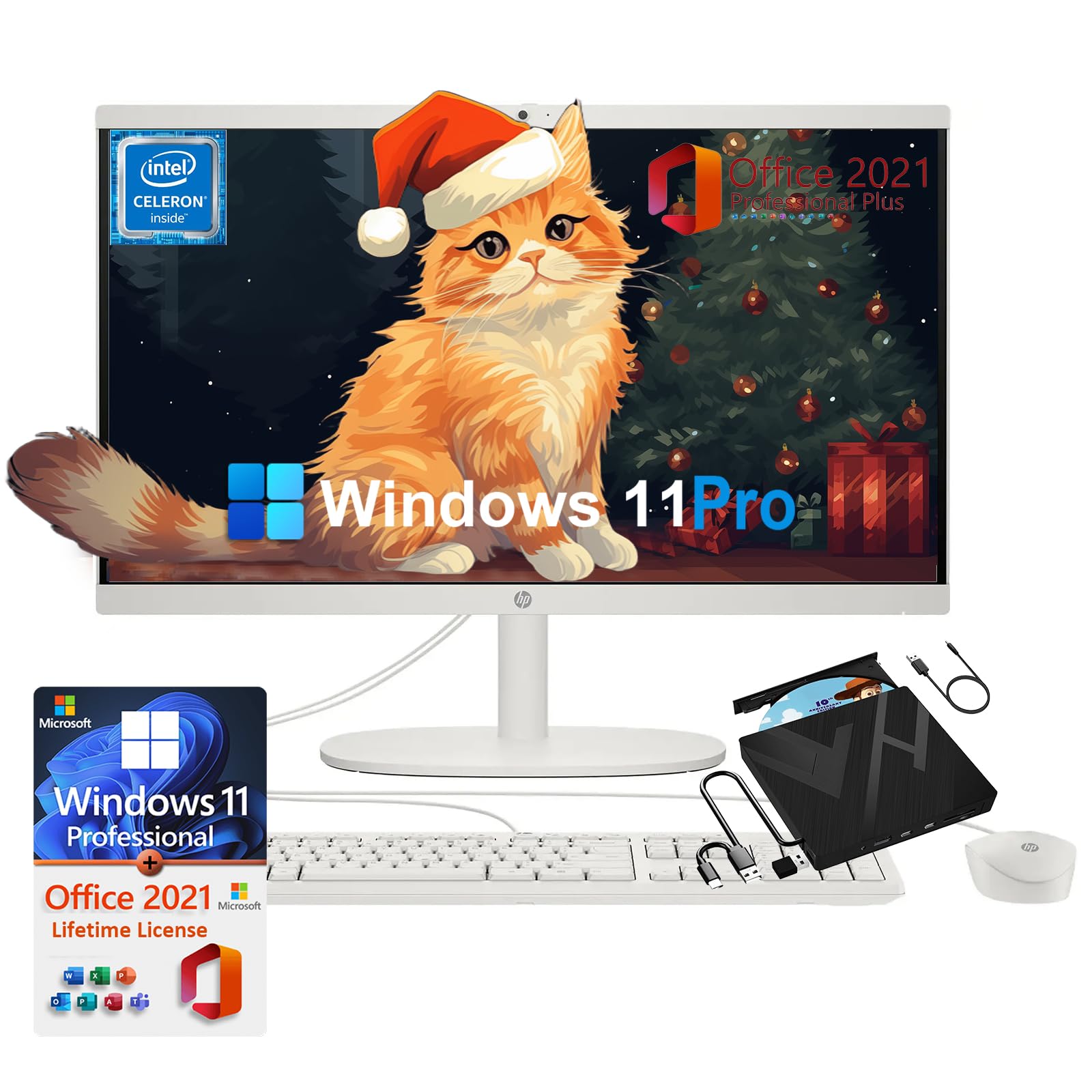 Amazon.com: HP 21.5-inch All-in-One Desktop PC - with 8 in 1 External ...