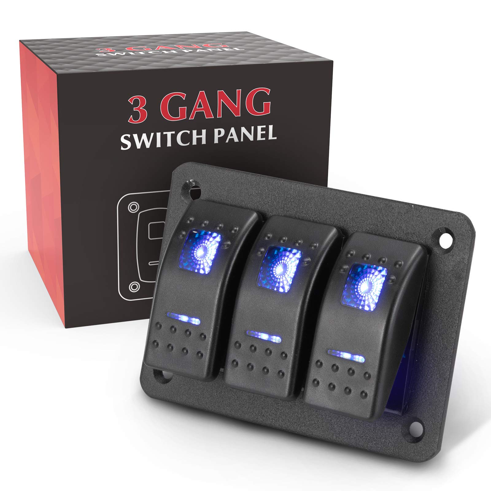 Snapklik.com : BUNKER INDUST 3 Gang Rocker Switch Aluminum Panel