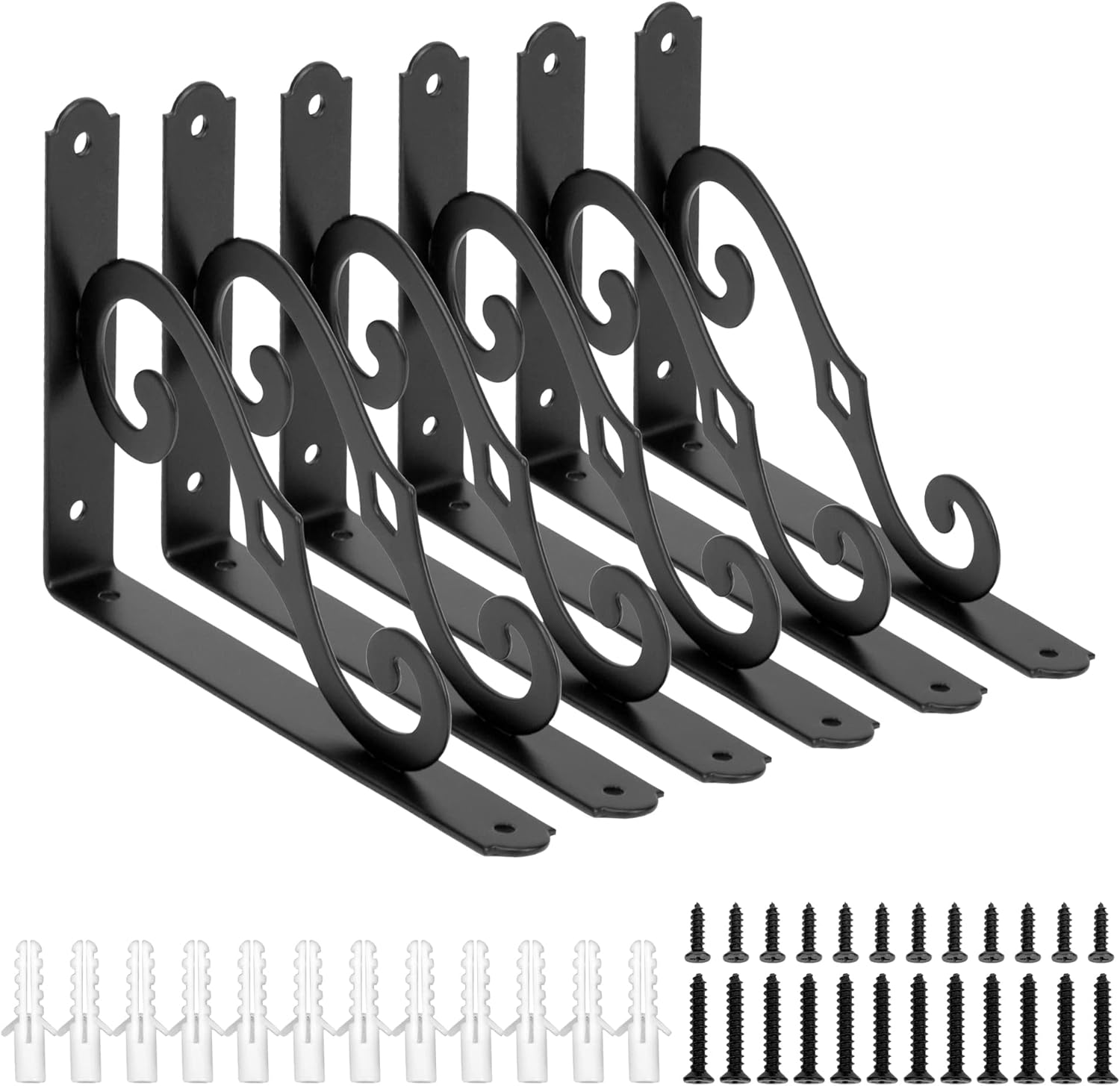 Amazon.com: ICOOL 6 Pack 8 Inch Decorative Shelf Bracket, Heavy Duty ...