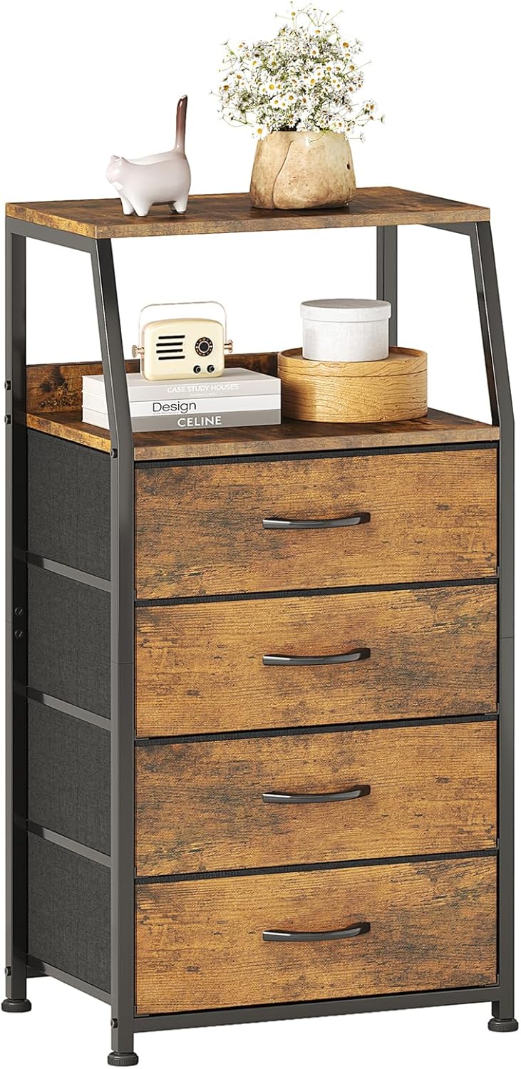 Amazon.com: CAIYUN Nightstand for Bedroom, 4 Drawers Dresser, Small ...