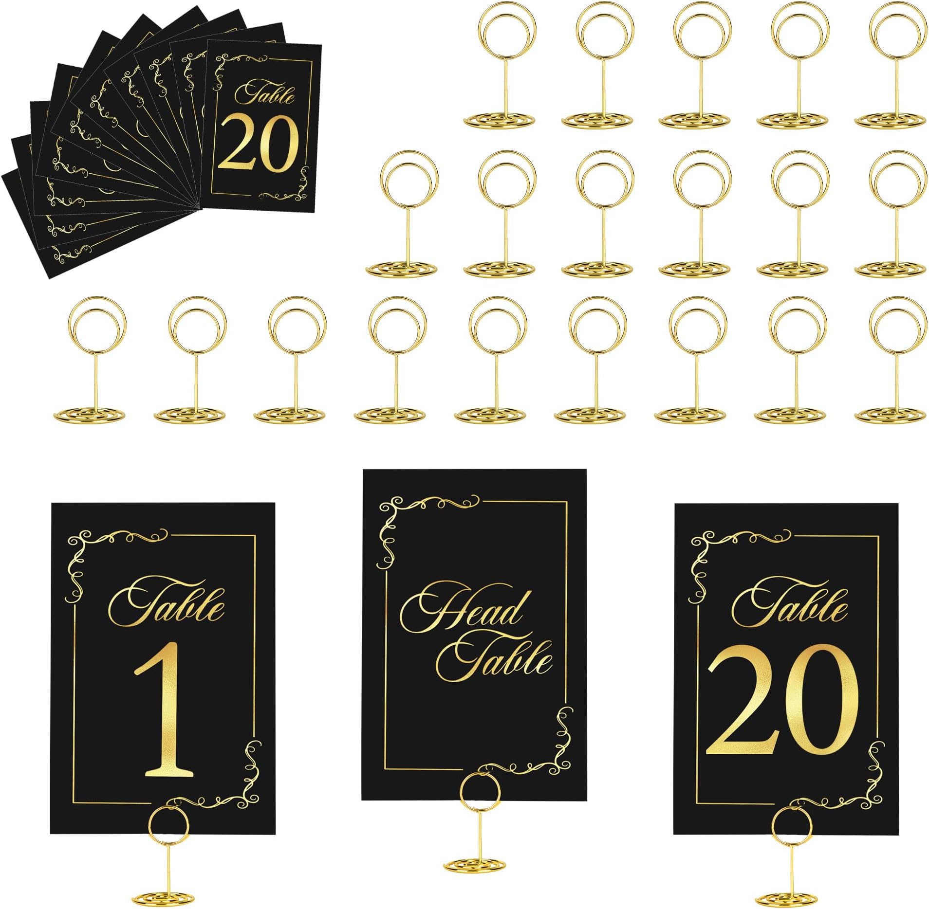 Amazon.com: Black and Gold Table Numbers Cards, Table Numbers 1-30 and ...