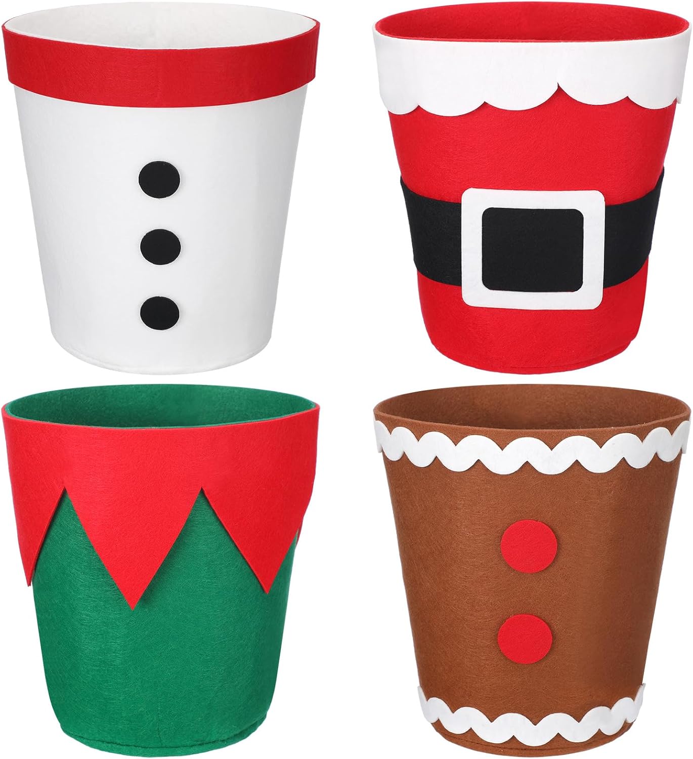 Amazon.com: Syhood 4 Pcs Christmas Felt Buckets Christmas Decorations ...