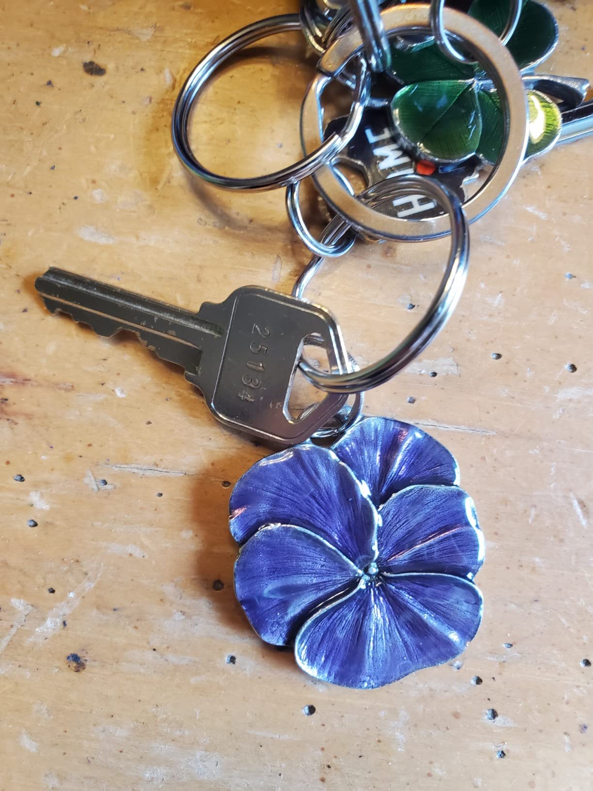DANFORTH – Purple Pansy Keychain – Handcrafted Pewter Flower Keychain ...