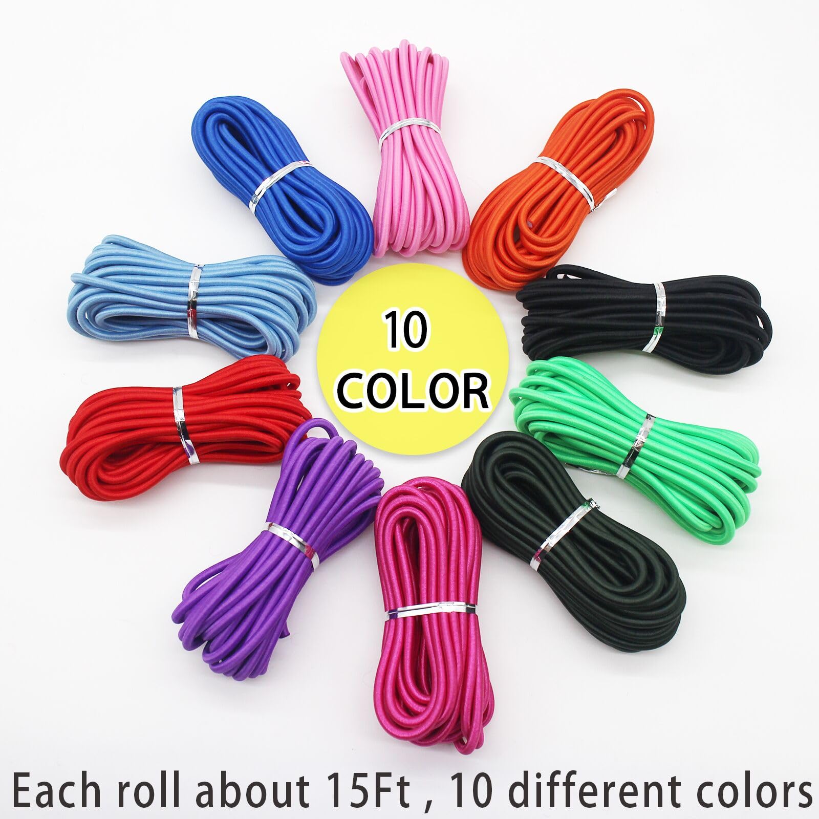 Elastic Rope 4mm Round Elastic Stretch Cord - Bungee Cord For Crafts ...