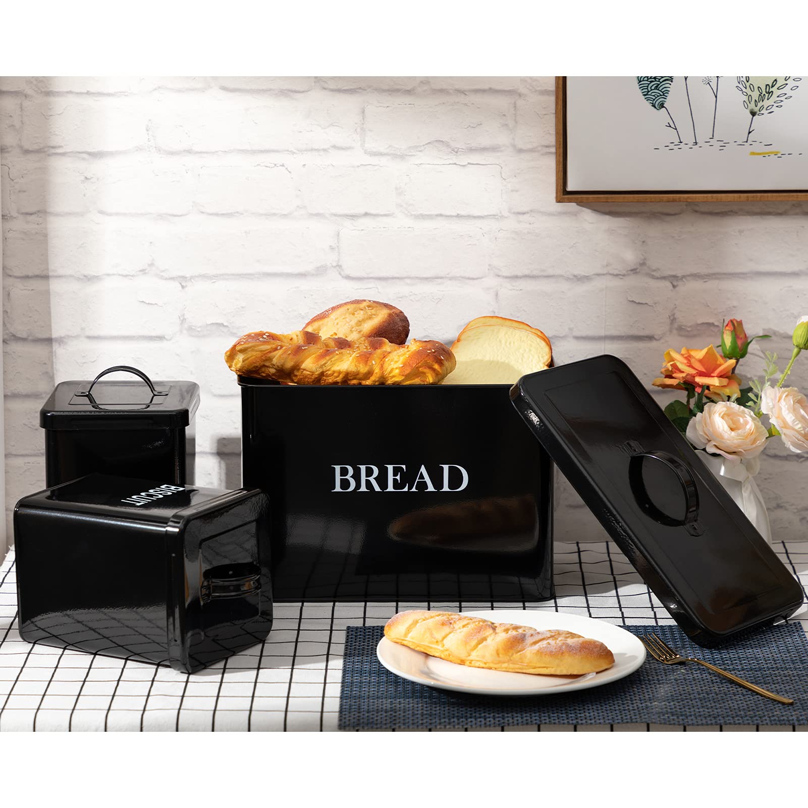 Buy Bread Bin Storage BEJOY Large Bread Box Canister Tins and 2 Piece ...