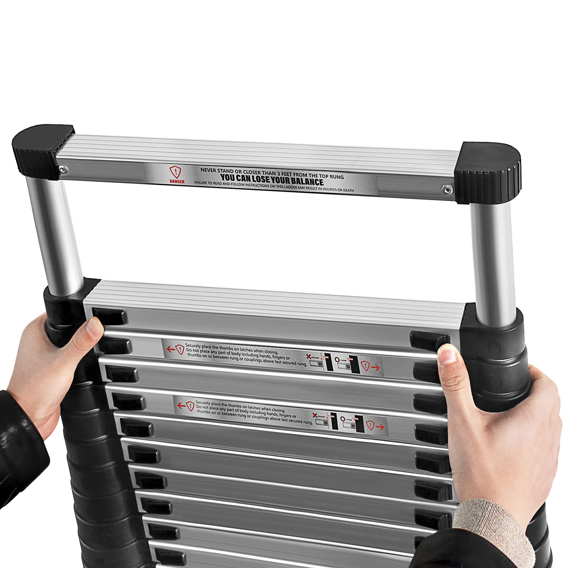 Snapklik.com : 14.5 FT Telescoping Ladder 330 Lbs Capacity Heavy Duty ...