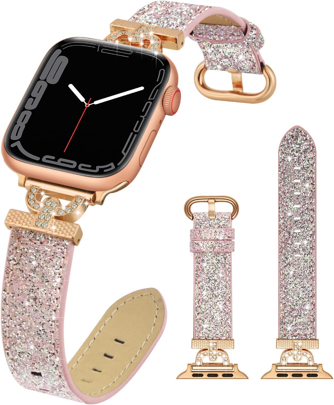Amazon.com: Bling Leather Compatible with Apple Watch Bands 40mm Women ...
