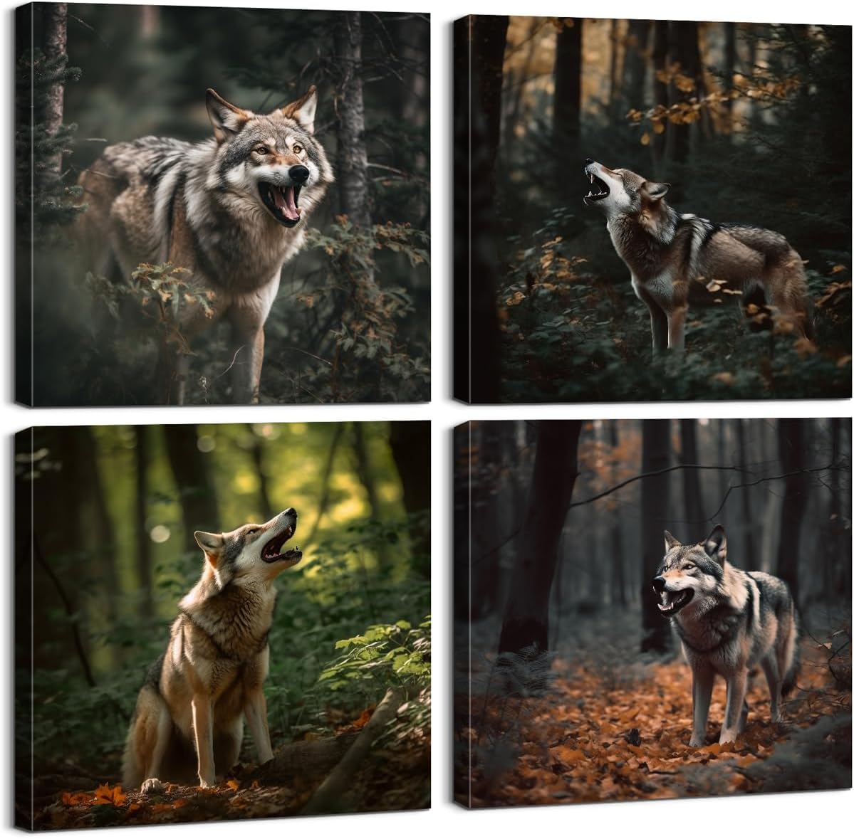 Amazon.com: Mistyefly 4 Pieces Wolf Decor Wolf Poster Set (4 pieces, 12 ...