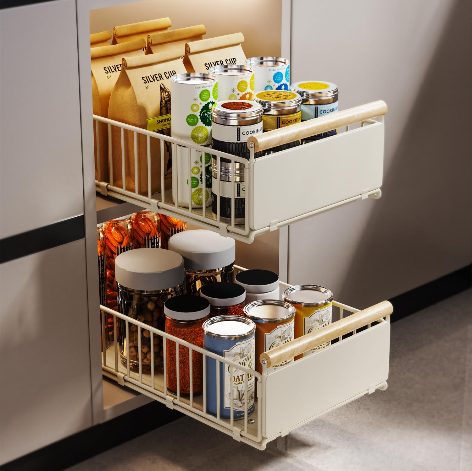 Amazon.com: MOWETOO Pull Out Cabinet Organizer:2 Pack Pull Out Drawers ...