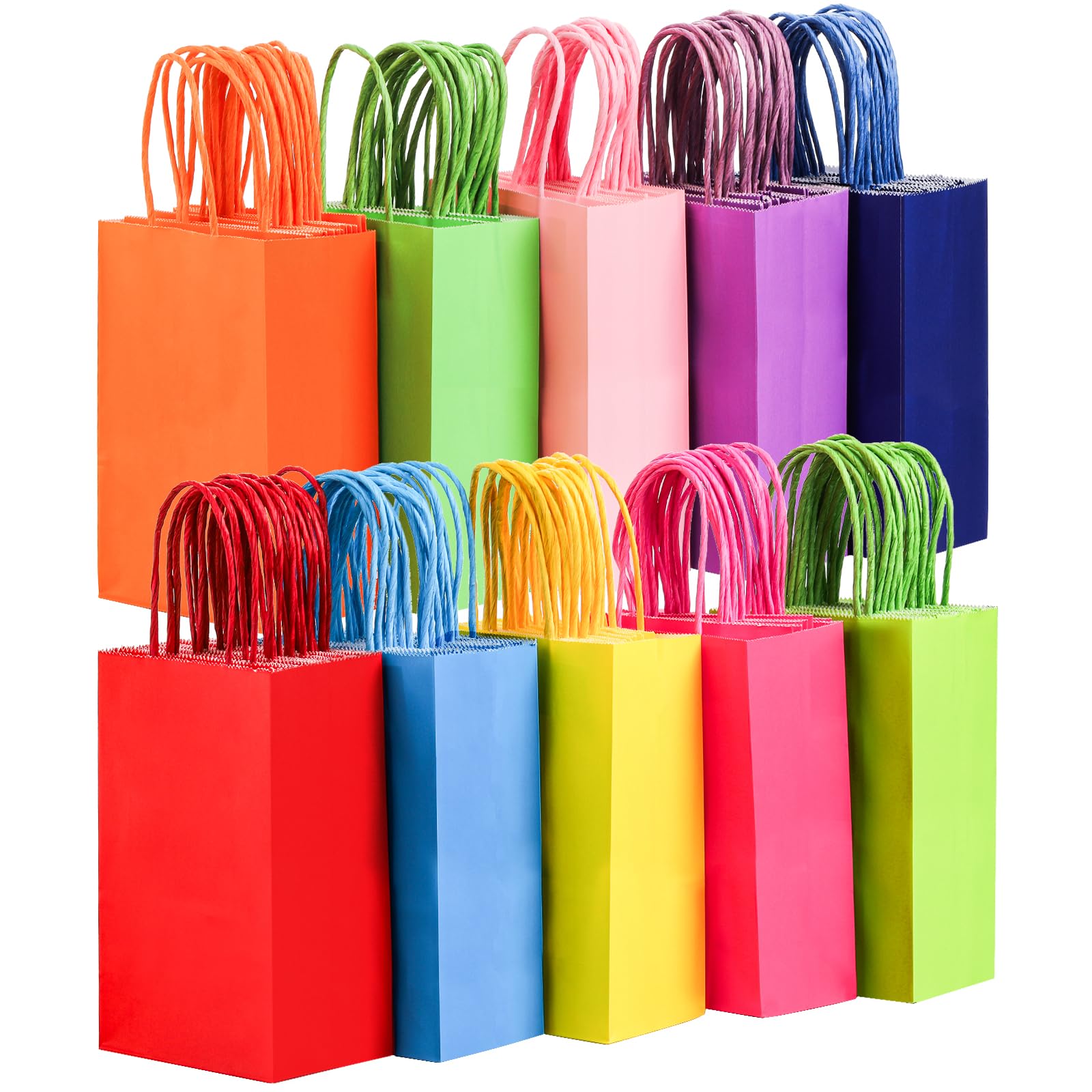 Suwimut 100 Pieces Small Gift Bags, 10 Colors Goodie Bags Bulk, 5.1x3 ...