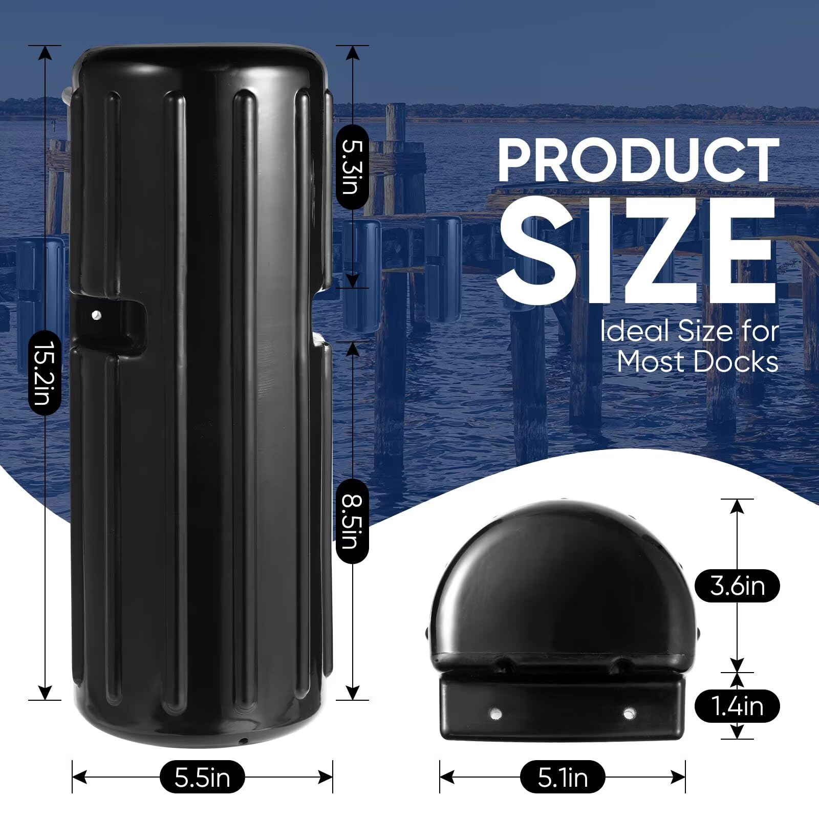 Snapklik.com : YeeJinHong Dock Bumpers - 15.3 Inch Heavy Duty PVC Dock ...