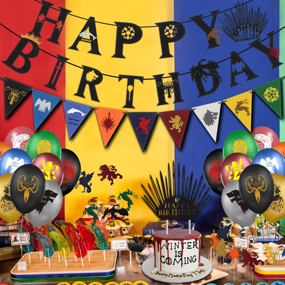 Snapklik.com : GOT Birthday Banner, Cake And Cupcake Toppers, Balloons ...