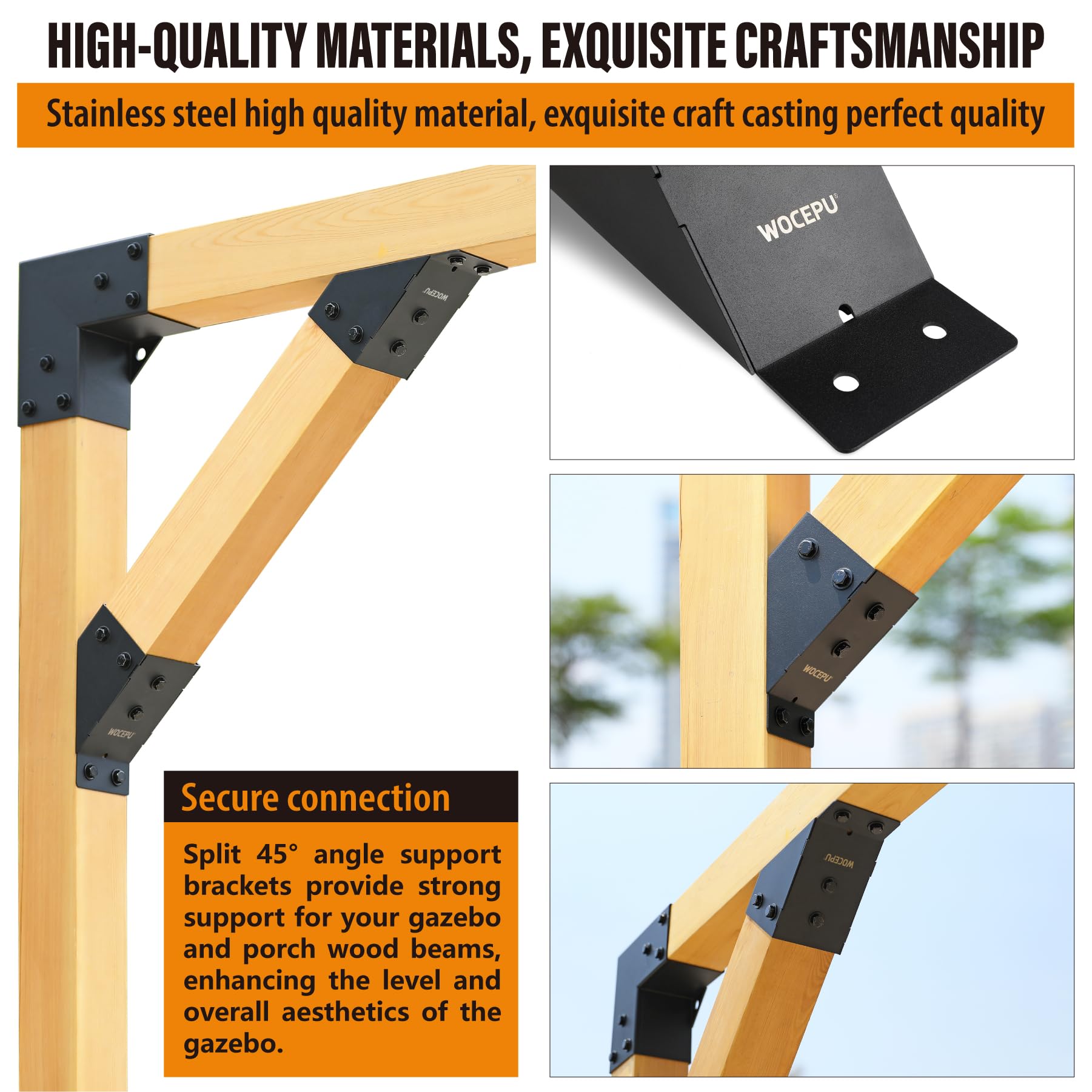 Snapklik.com : Wocepu 4pack 45 Degree Angle Support Bracket, For 4x4