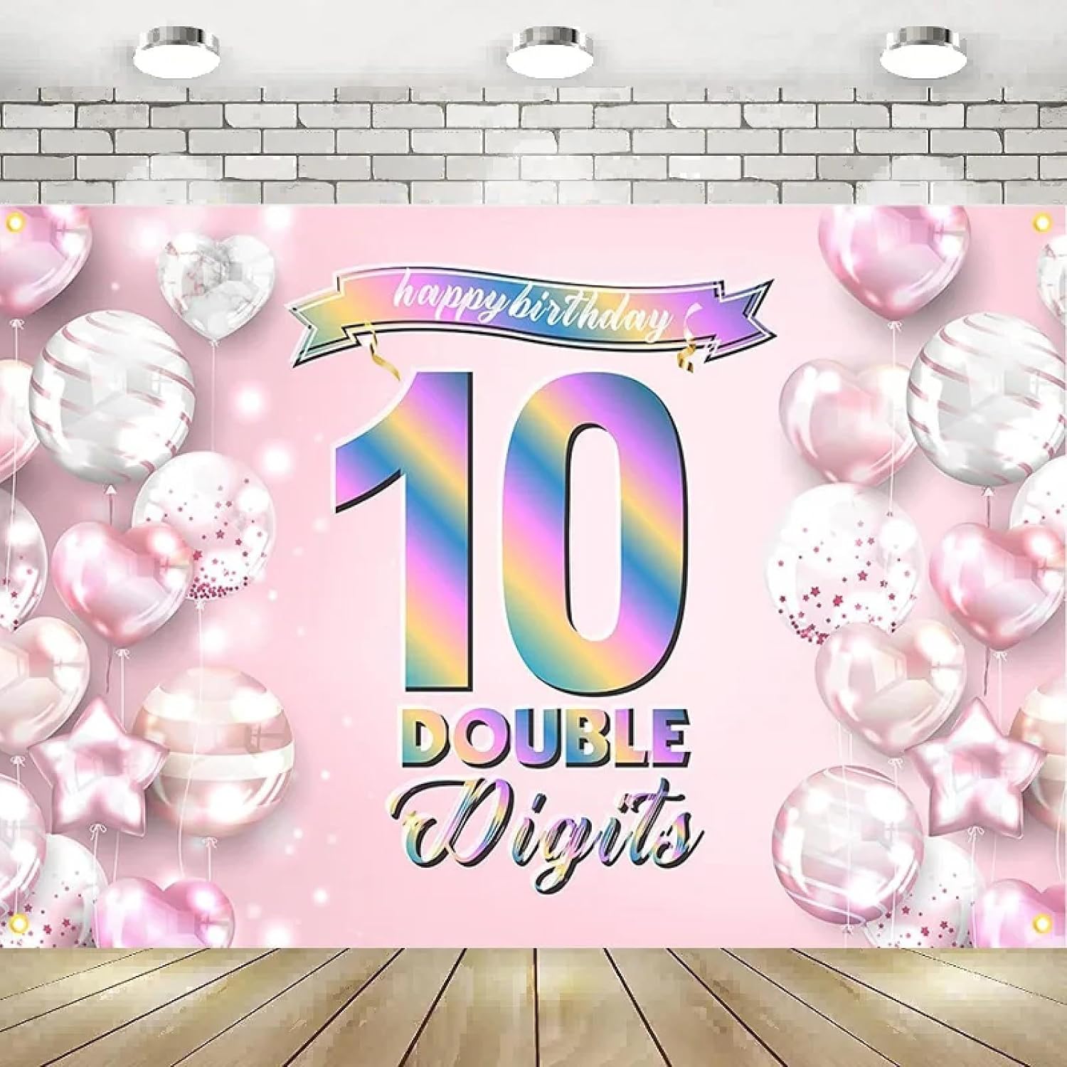 Amazon.com : Happy 10th Birthday Print Wall Decorations Backdrop Party ...