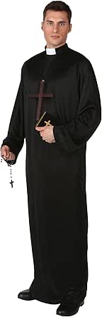 Amazon.com: Men's Plus Size Pious Priest Costume with Full-Length Robe ...