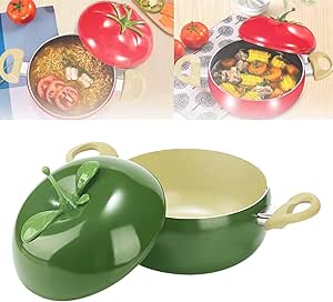 Amazon.com: Enamel Cast Iron Stock Pot Tomato Cocotte, Nonstick Soup Pot Pasta Can, Cute ...