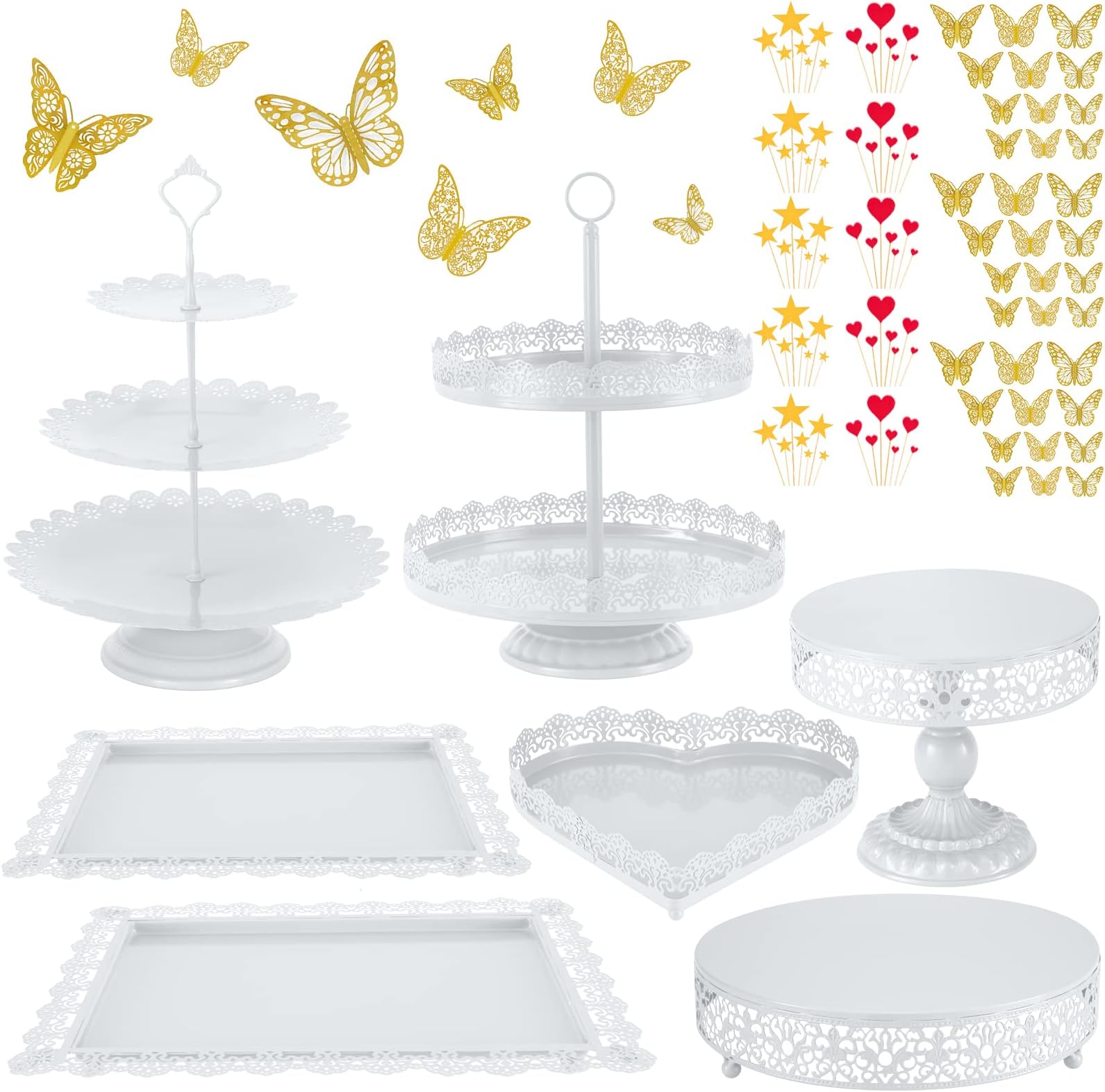 Amazon.com: 12 Pieces Silver Cake Stand Set, Vintage Cake Display Stand ...