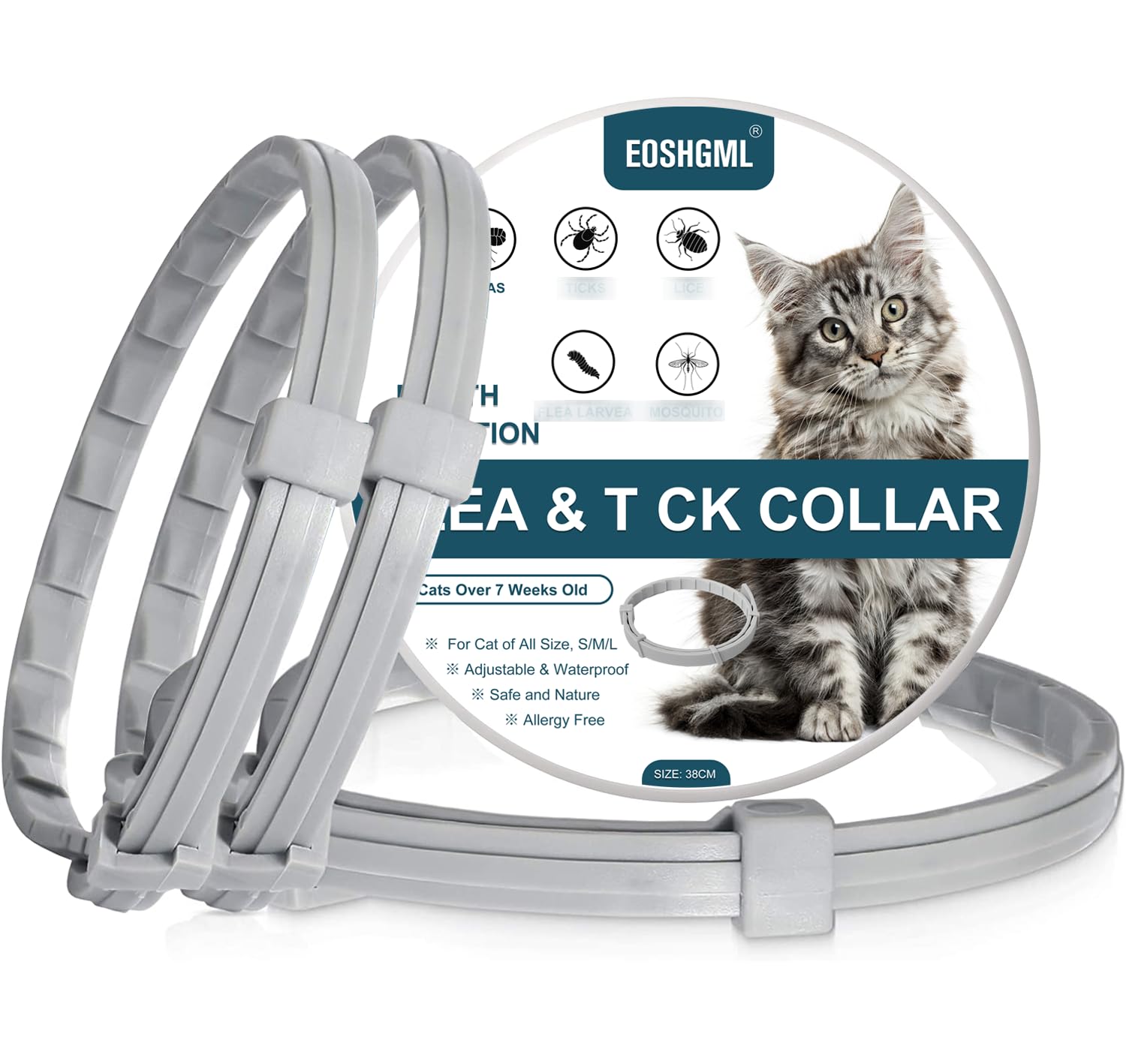 3 Pack Adjustable Collars for Cat, Prevention for 24 Months, Waterproof ...