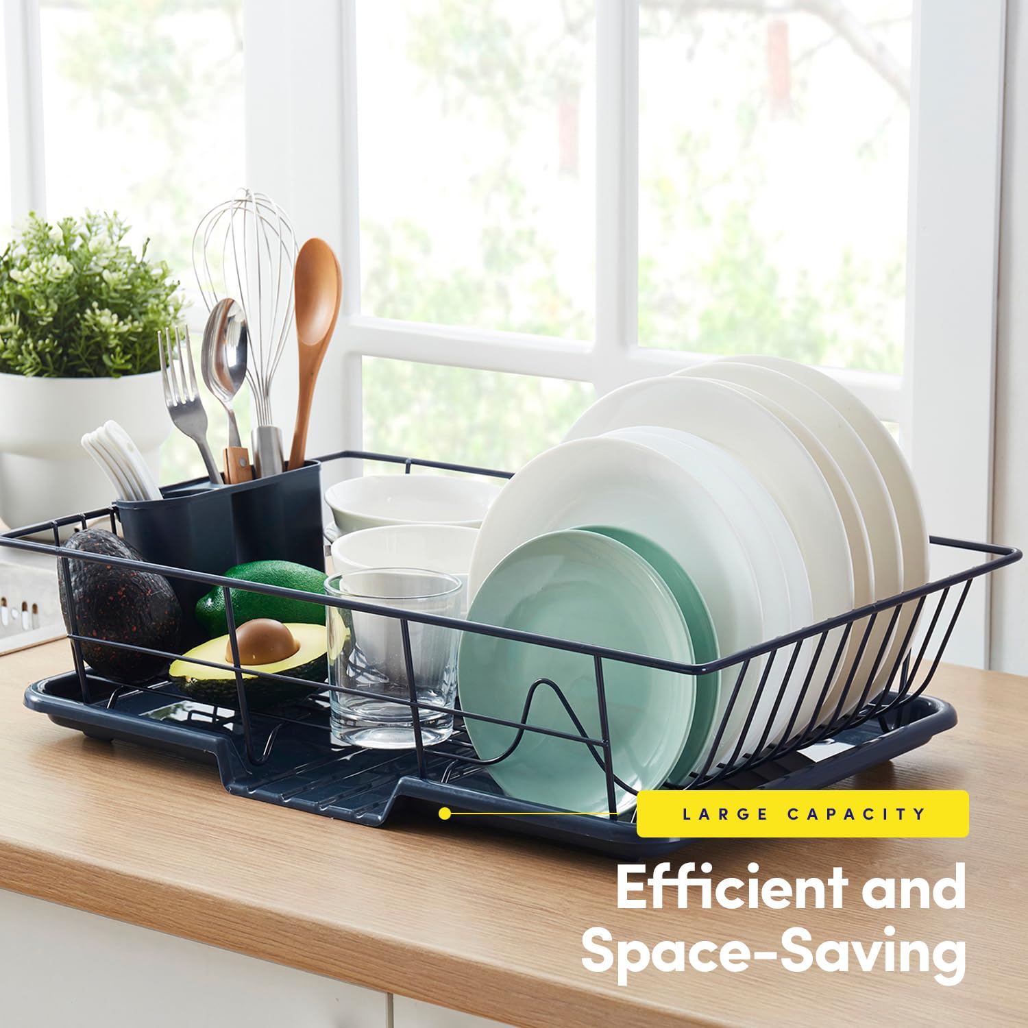 Snapklik.com : Sweet Home Collection Space-Saving 3-Piece Dish Drainer ...