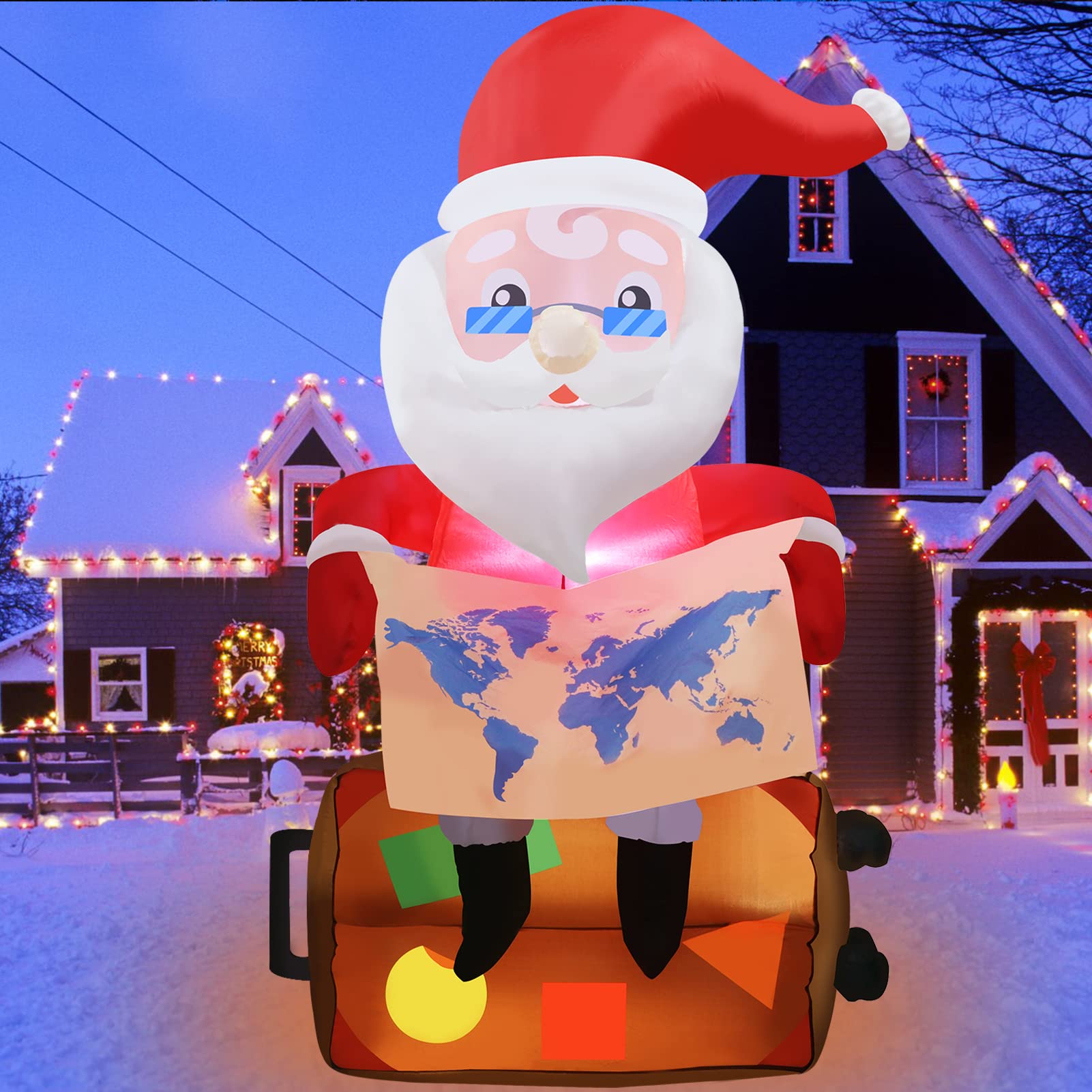 6 3ft Santa Tour Christmas Inflatable Decorations Santa Travels Around ...