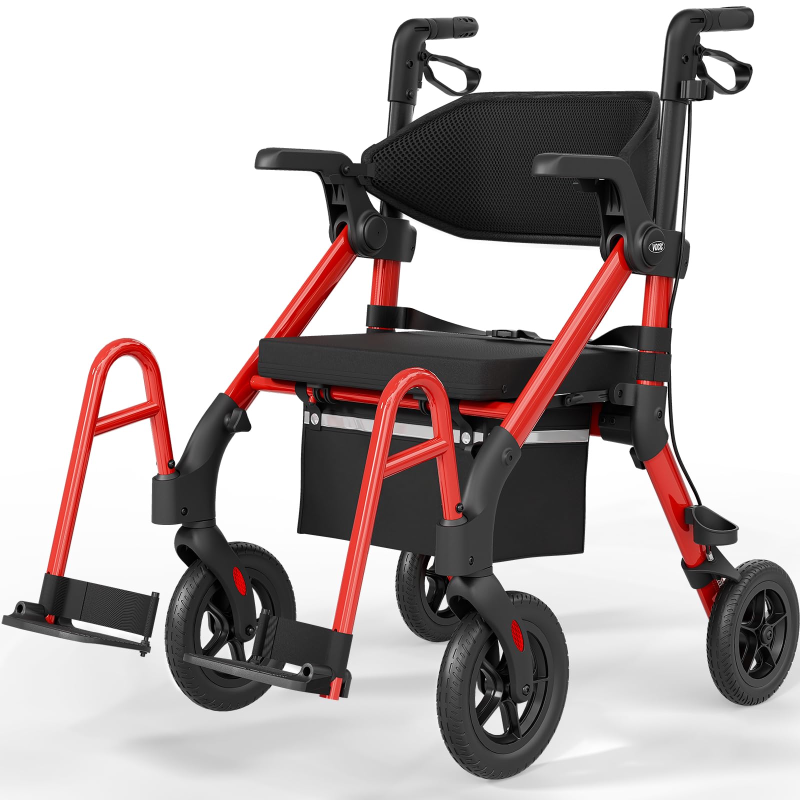 Rolling Walker With Seat 4 Wheel Lightweight Foldable All Terrain