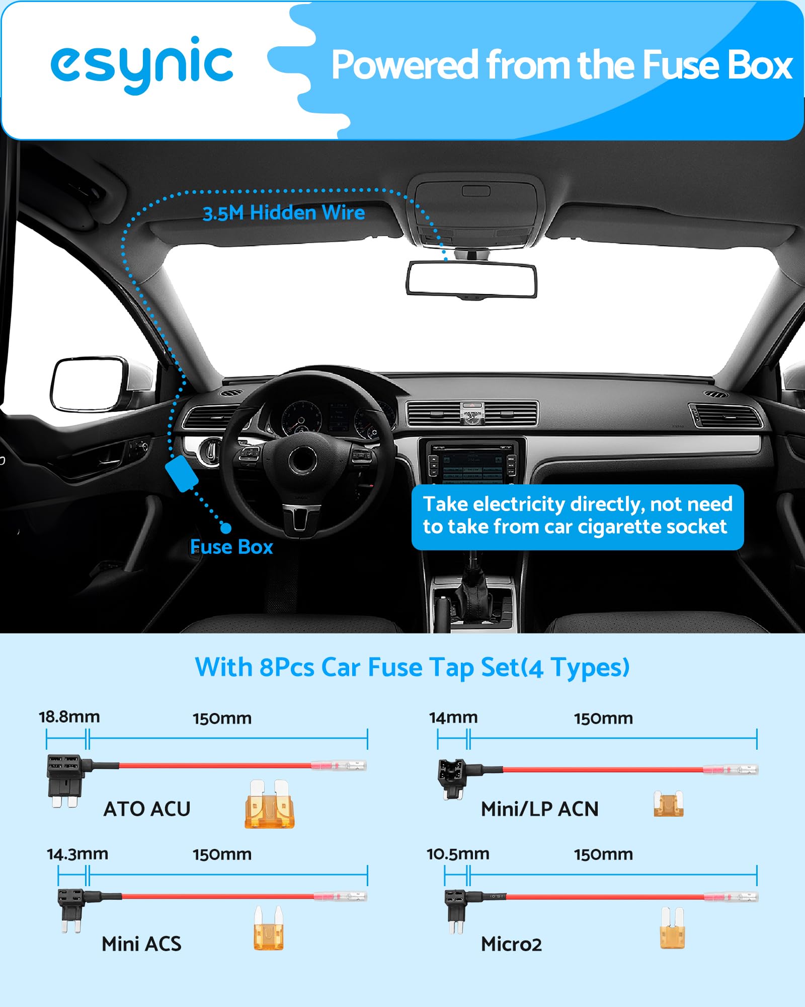 Snapklik.com : eSynic Upgraded LCD Display Universal USBC Dash Cam ...