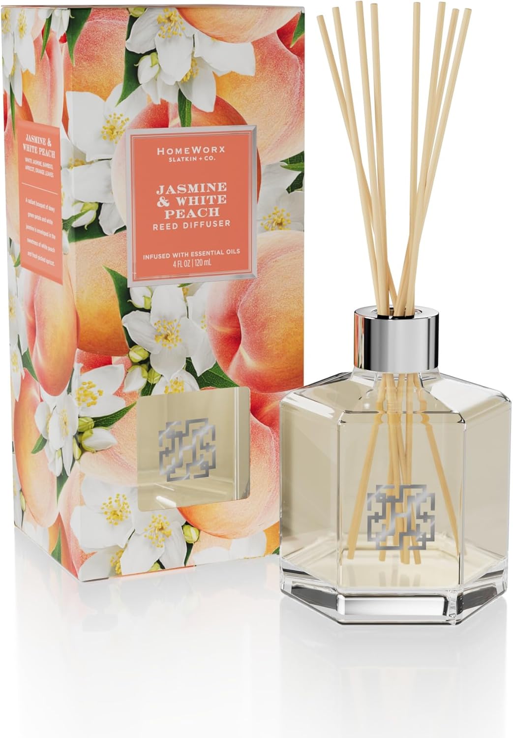 Amazon.com: HomeWorx by SLATKIN + CO. Jasmine & White Peach Reed Stick ...