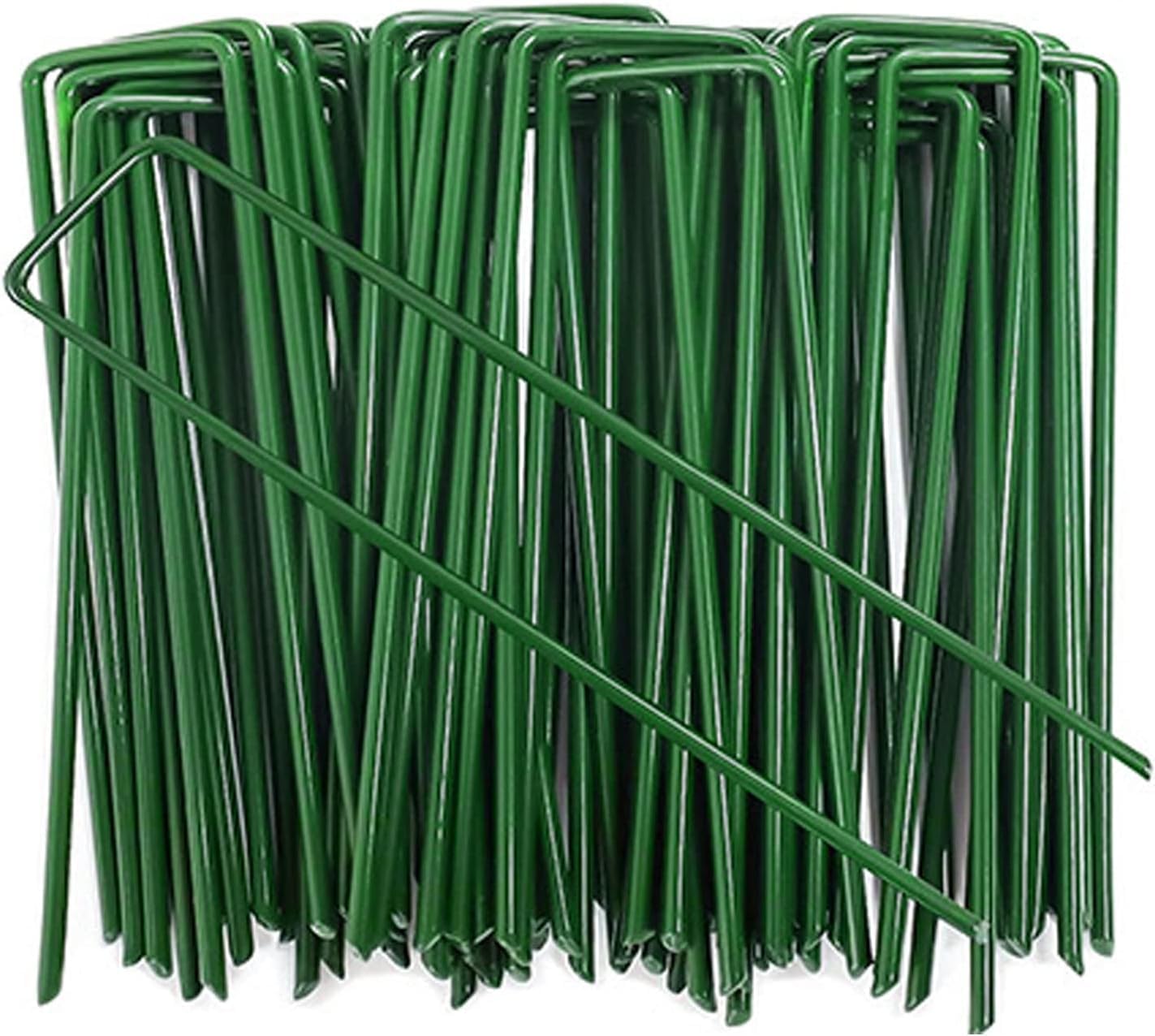 Amazon.com : 6 Inch Garden Stakes Galvanized Landscape Staples Green U ...