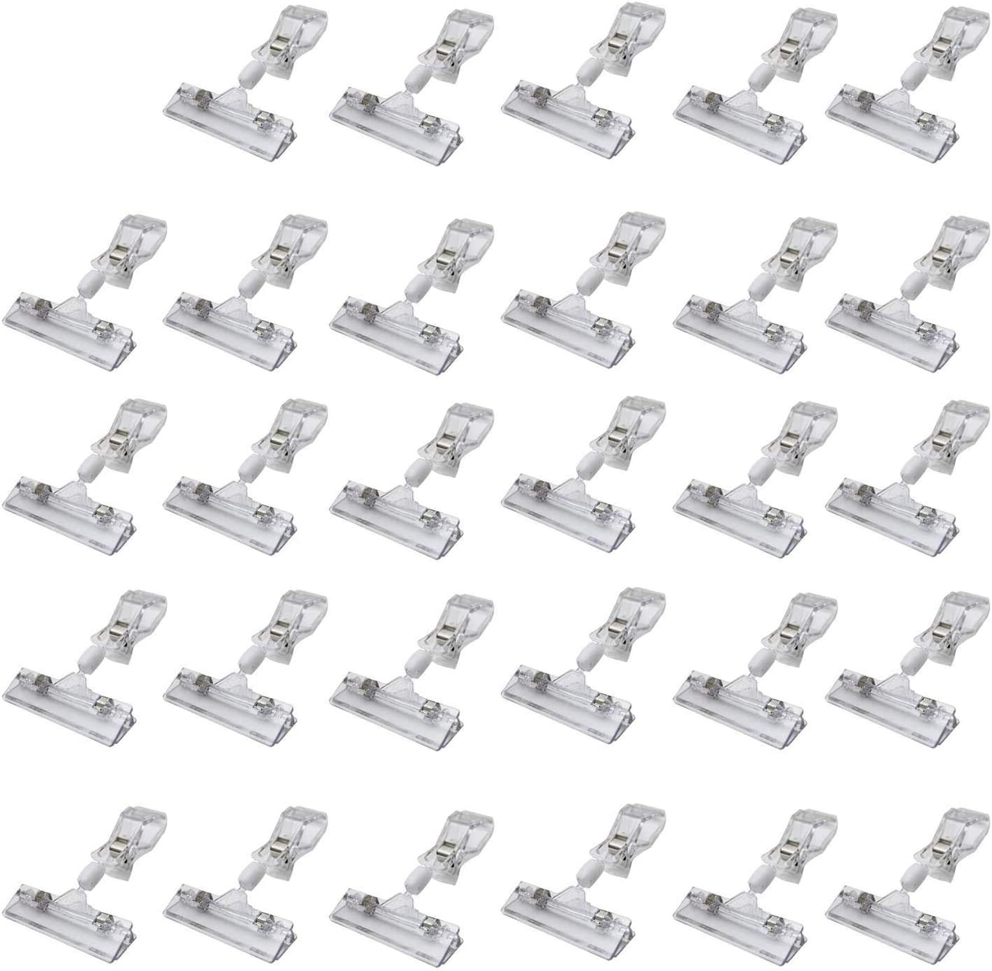 30 Pcs Plastic Sign Clips Rotatable Display Clip Clear Sign Holder ...