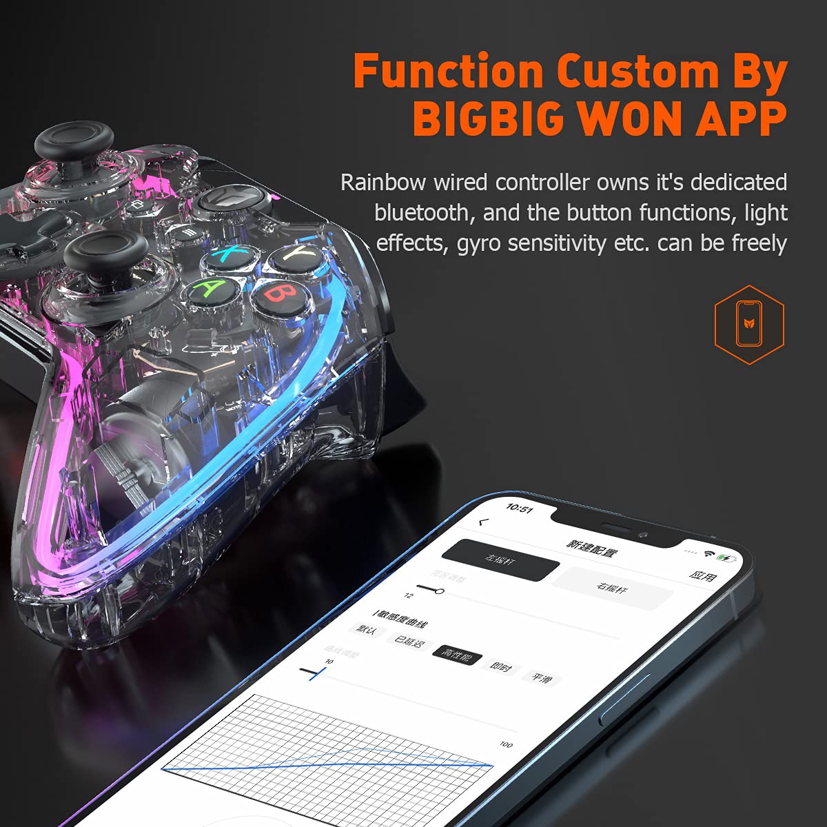 Buy BIGBIG WON Wired Rainbow Game Controller for PC/Nintendo Switch,PS4 ...