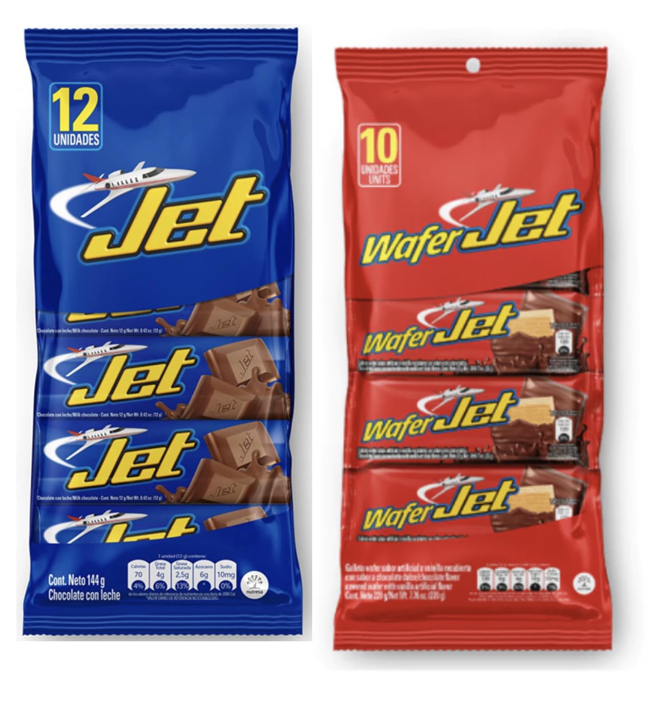 Amazon.com : JET Milk Chocolate 12 Units and JET Wafer Chocolate 10 ...