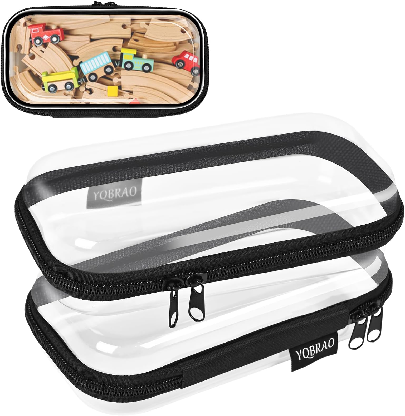 Amazon.com: NovaHF 2PC Small Clear Hard Shell Plastic Zipper Case ...