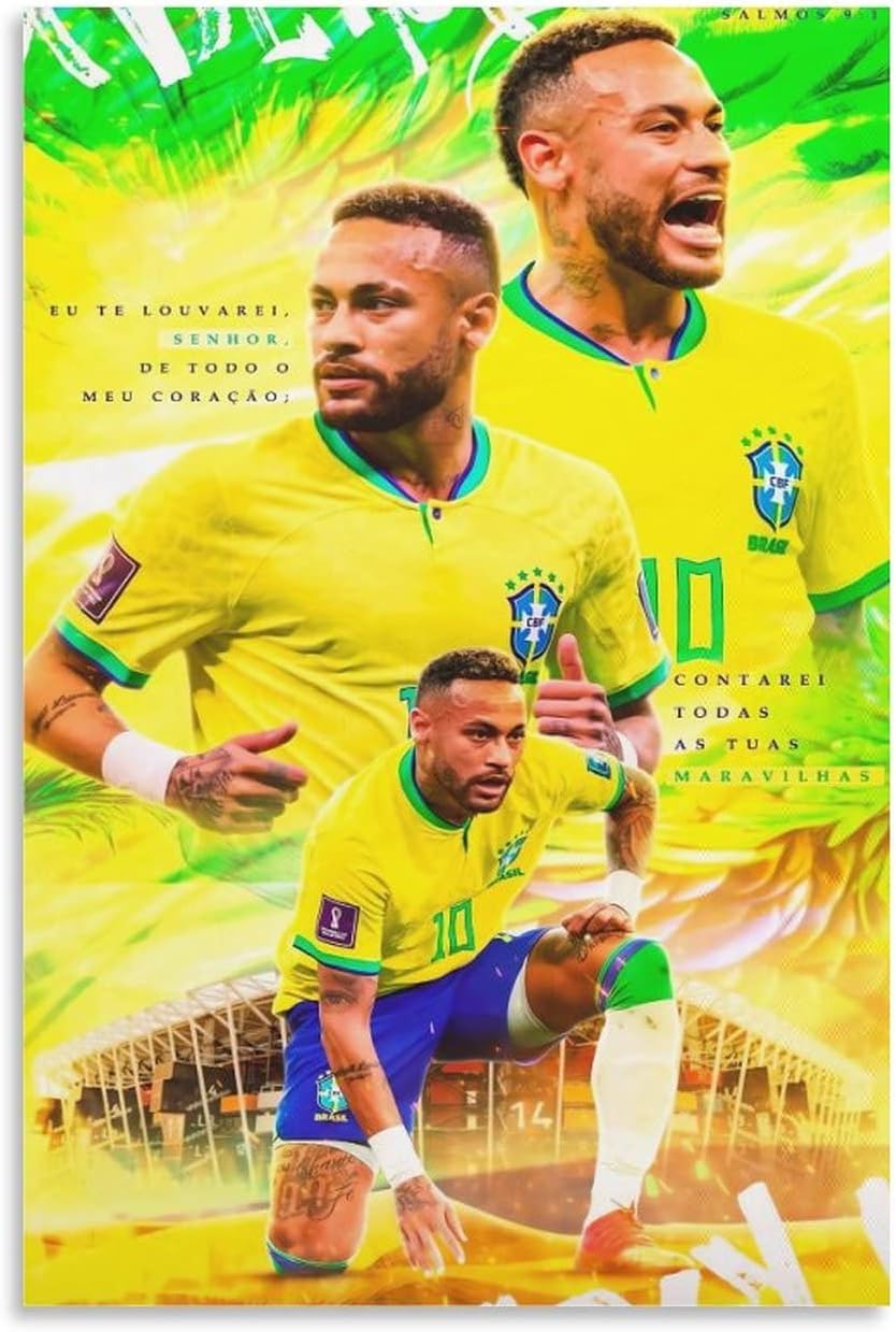 Amazon.com: Neymar Poster 11 Wall Art Canvas Print Poster Home Bathroom ...