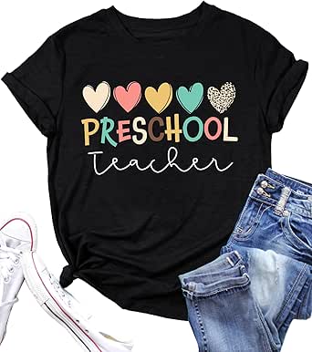 YI XIANG RAN Women's Kindergarten Teacher Graphic Tees Tops: Loose Fit ...